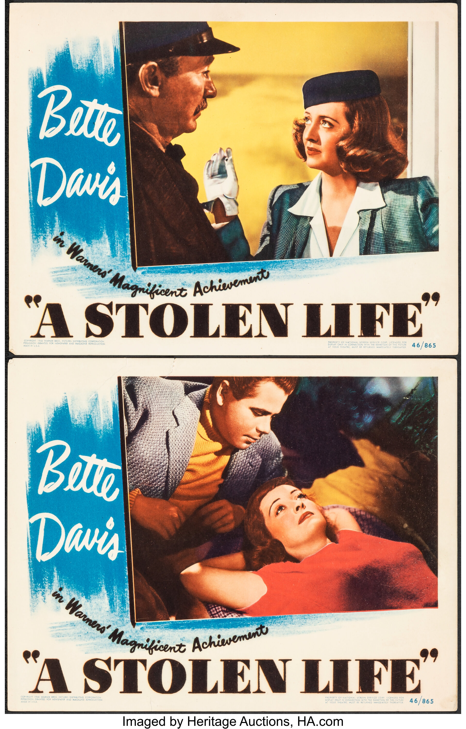 A Stolen Life (Warner Bros., 1946). Fine/Very Fine. Lobby Cards (2 ...
