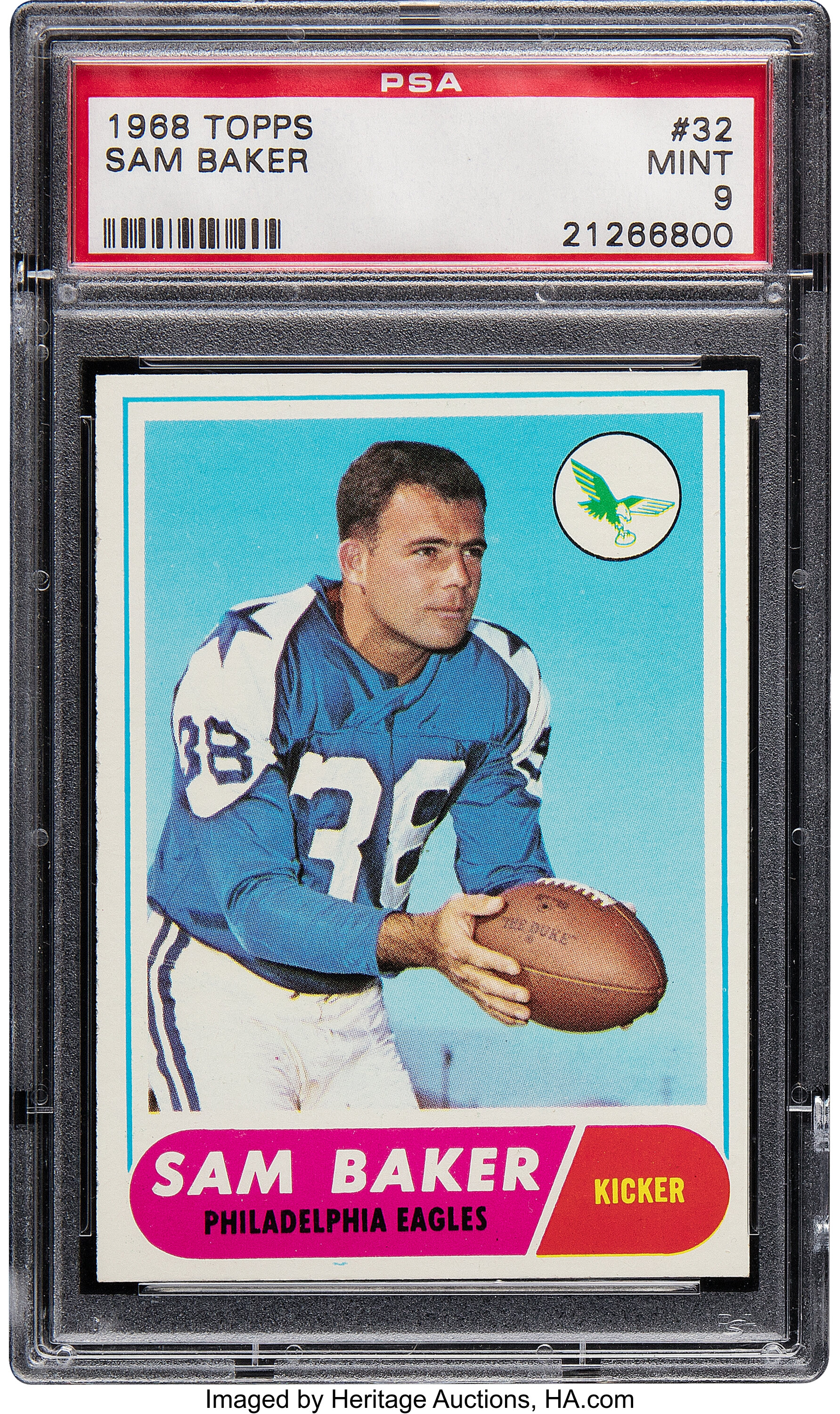 1968 Topps Sam Baker #32 PSA Mint 9 - Only One Higher!... Football ...