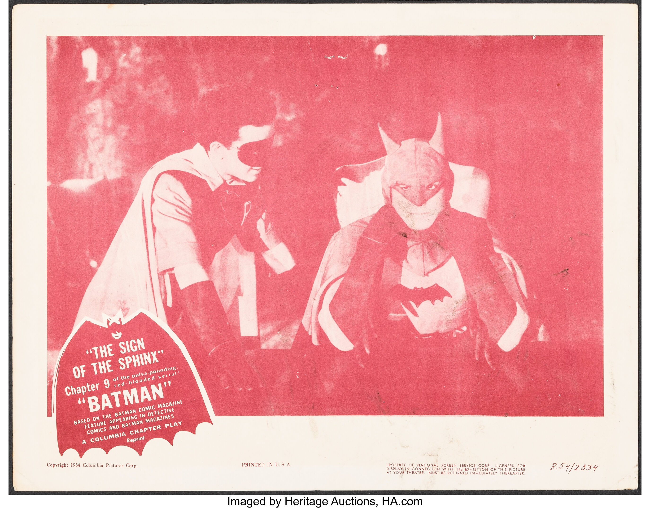 The Batman (Columbia, R-1954). Very Fine-. Lobby Card (11" X 14 ...