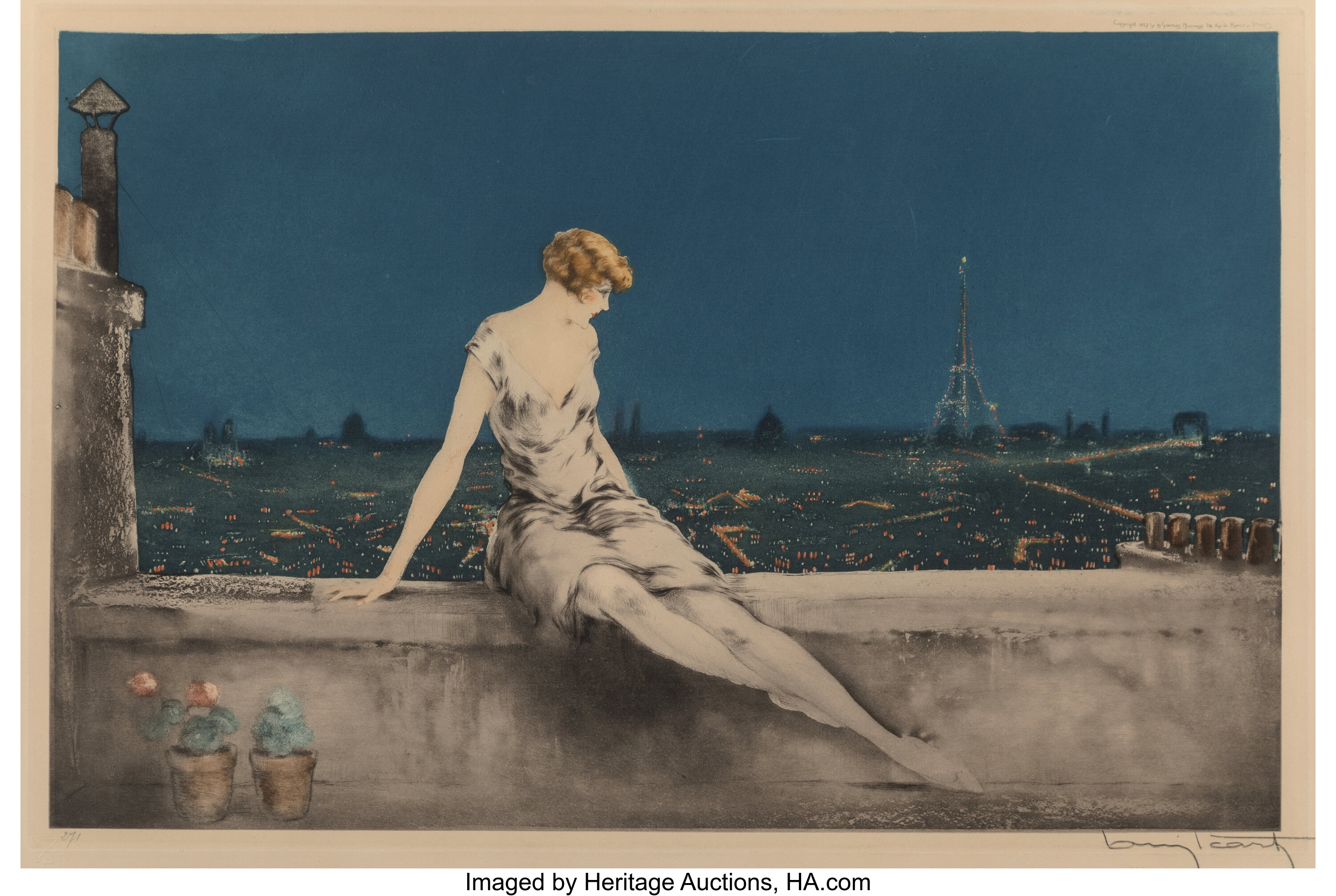 Louis Icart (French, 1888-1950). Mimi Pinson, 1927. Etching and | Lot ...