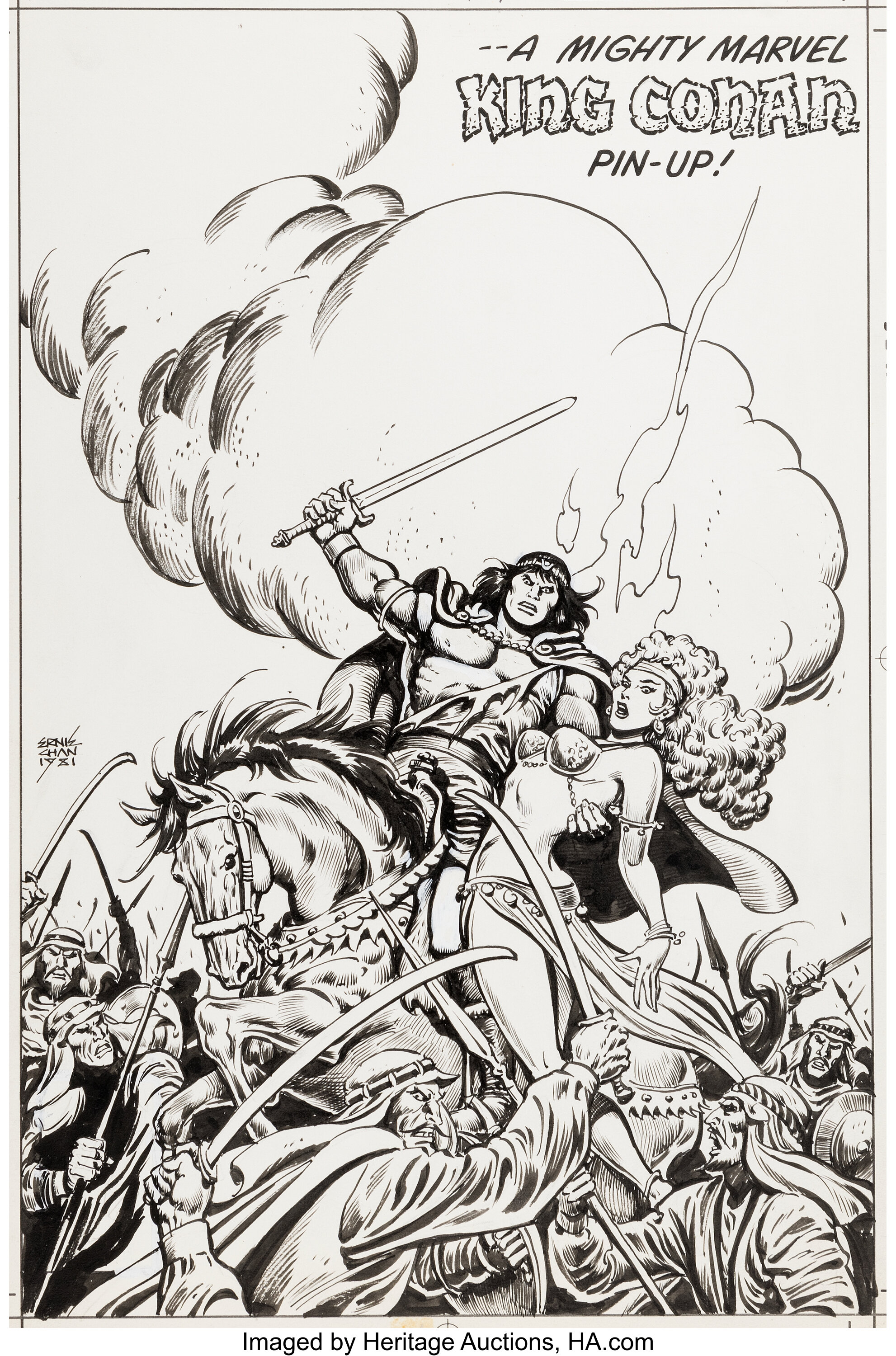 Ernie Chan King Conan #6 Pin-Up Original Art (Marvel, 1981). ... | Lot ...