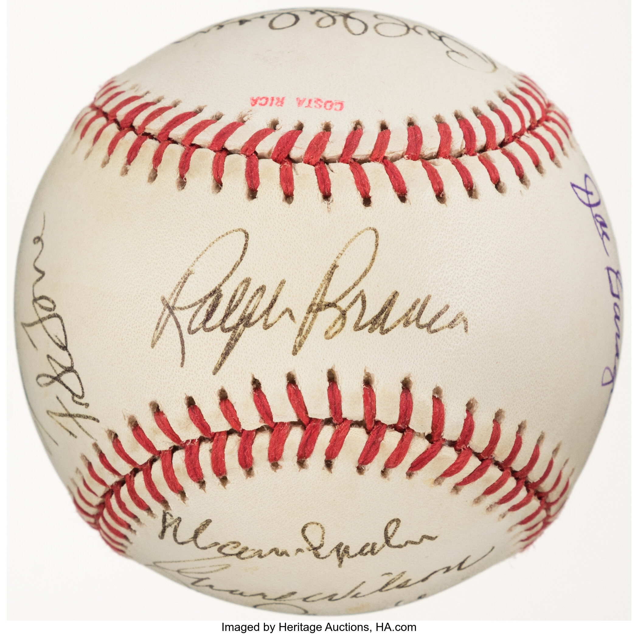 Baseball Legends Multi-Signed Baseball - Gibson, Roberts, Spahn ...