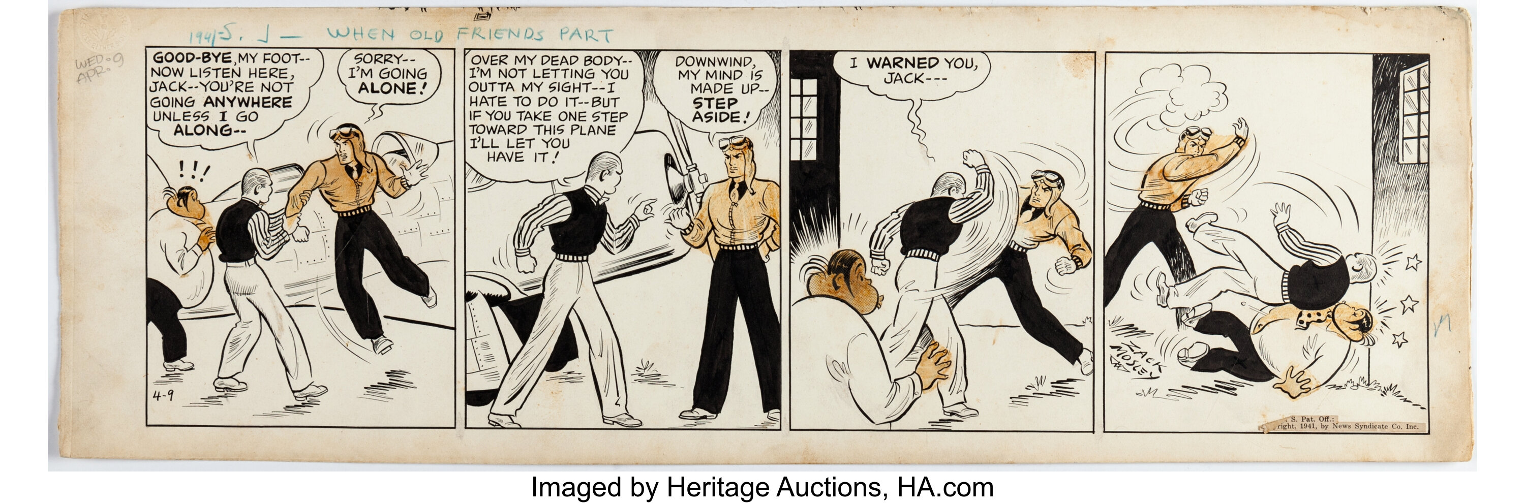 Zack Mosley Smilin' Jack Daily Comic Strip Original Art dated | Lot ...