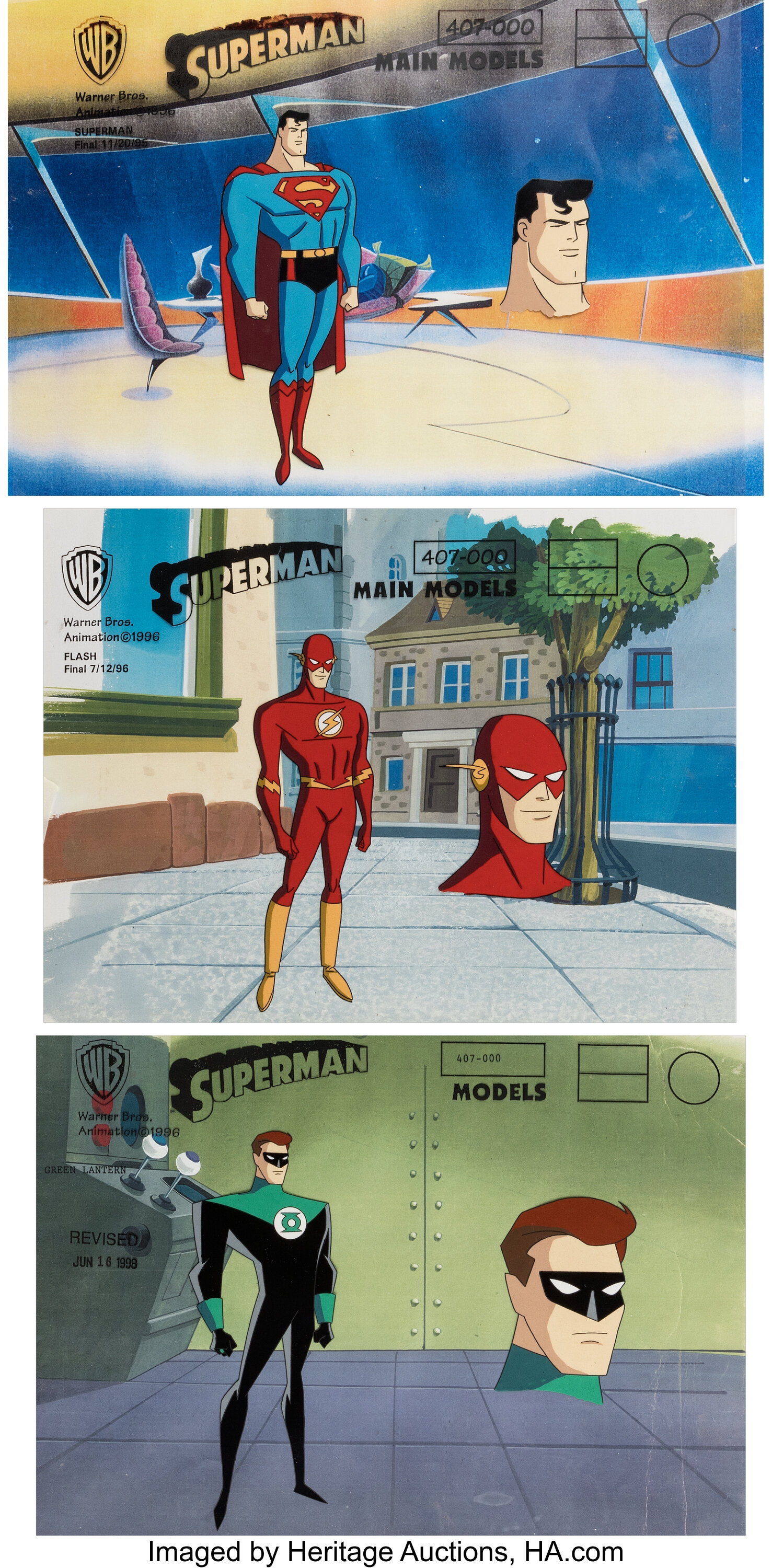 Superman: The Animated Series Superman, Flash, and Green Lantern | Lot ...