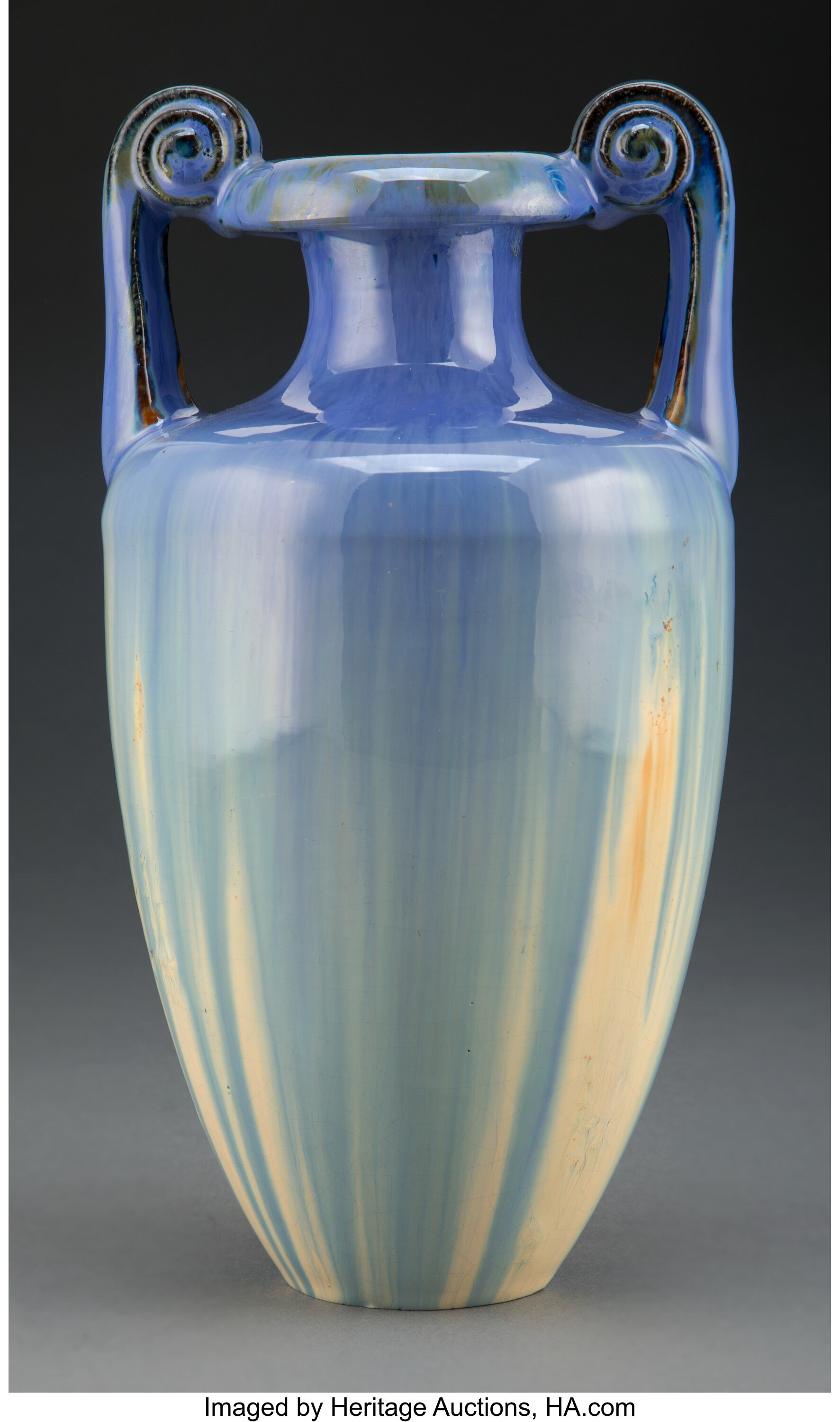 Fulper Pottery Blue Flambé-Glazed Ceramic Two-Handled Vase, circa | Lot ...
