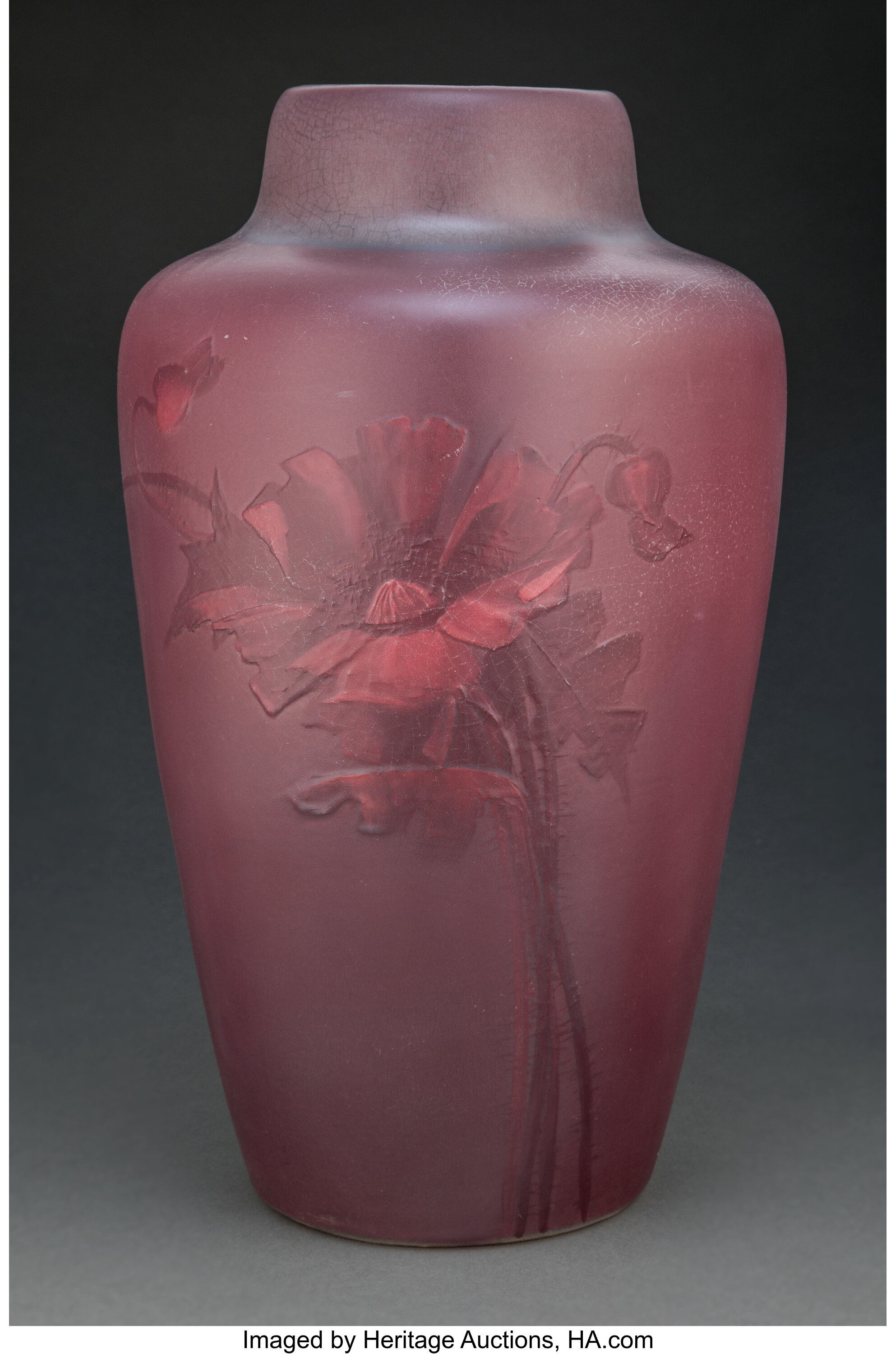 Large Weller Pottery Red Hudson Floral Vase, circa 1920. Marks: | Lot ...
