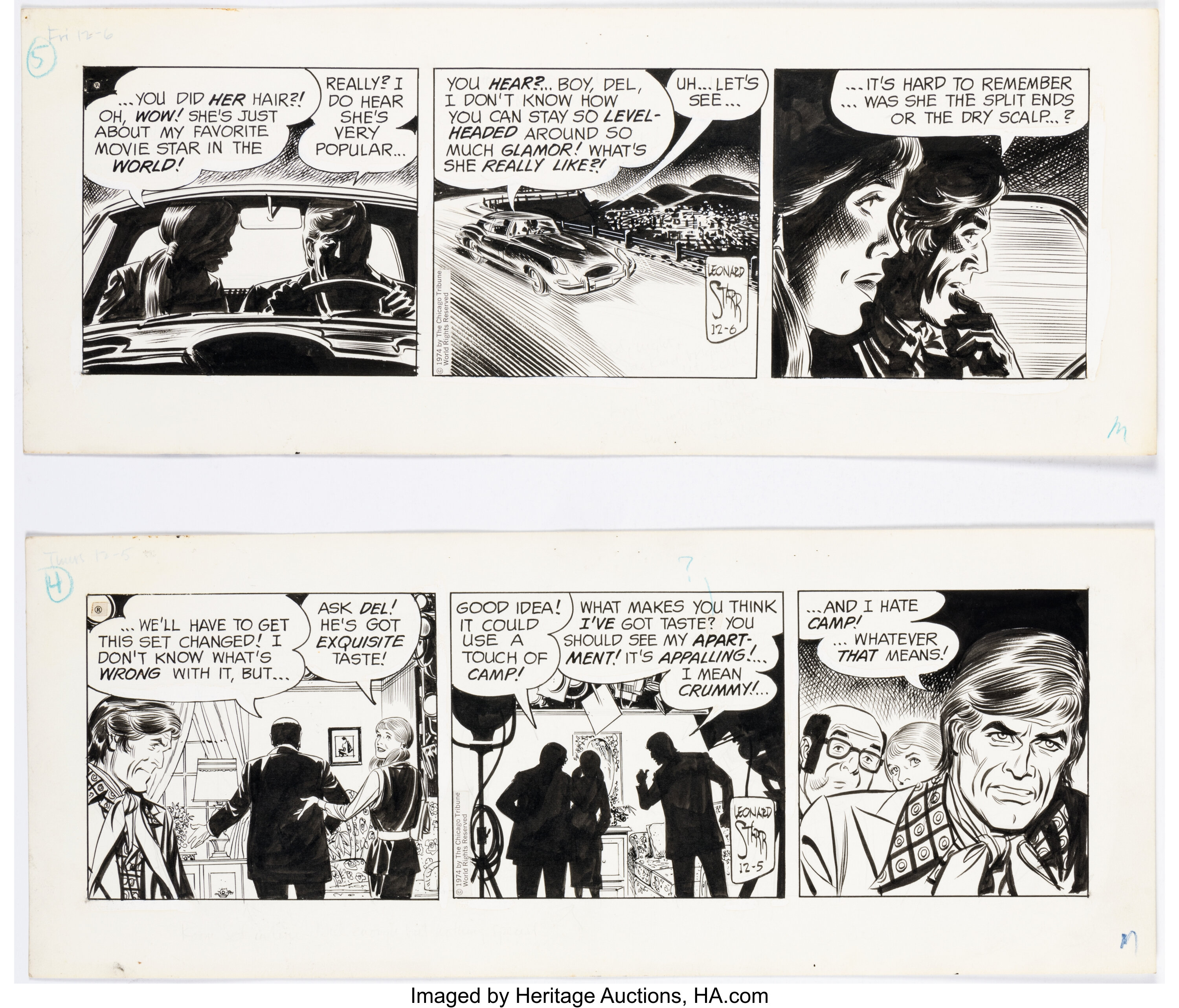 Leonard Starr On Stage Consecutive Daily Comic Strip Group of 2 | Lot ...