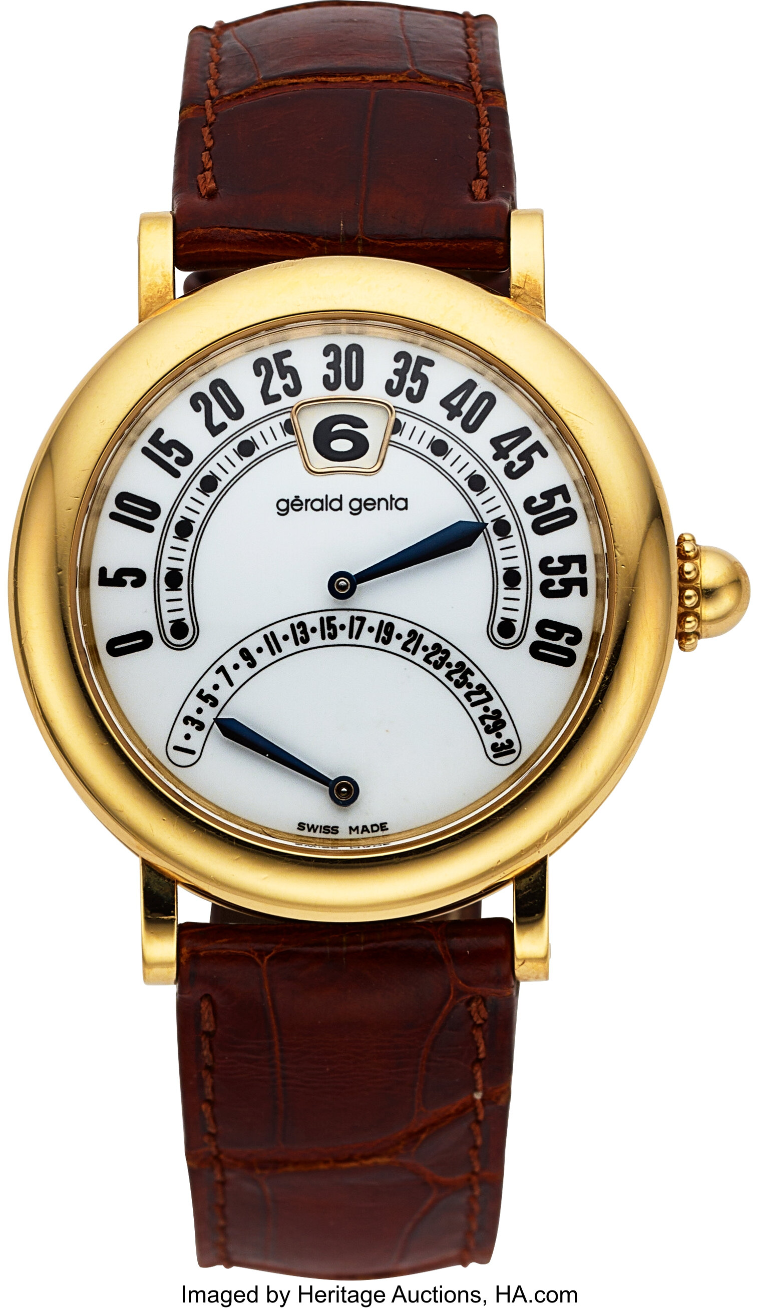 Gerald Genta, 18k Yellow Gold "Bi-Retro" Circa 1999 Full Set. ... | Lot ...