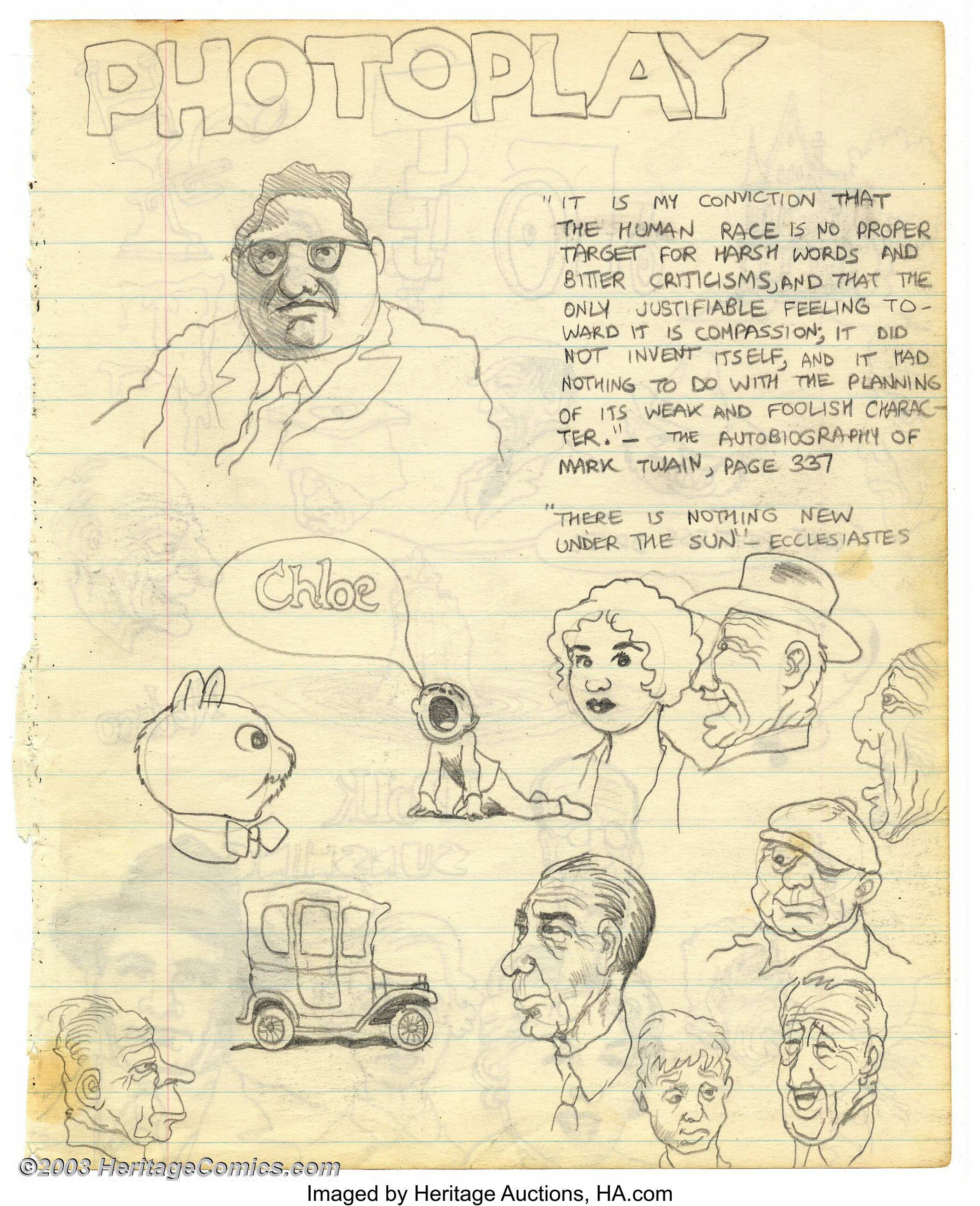 Robert and Charles Crumb - Original Sketches (undated). "What | Lot ...
