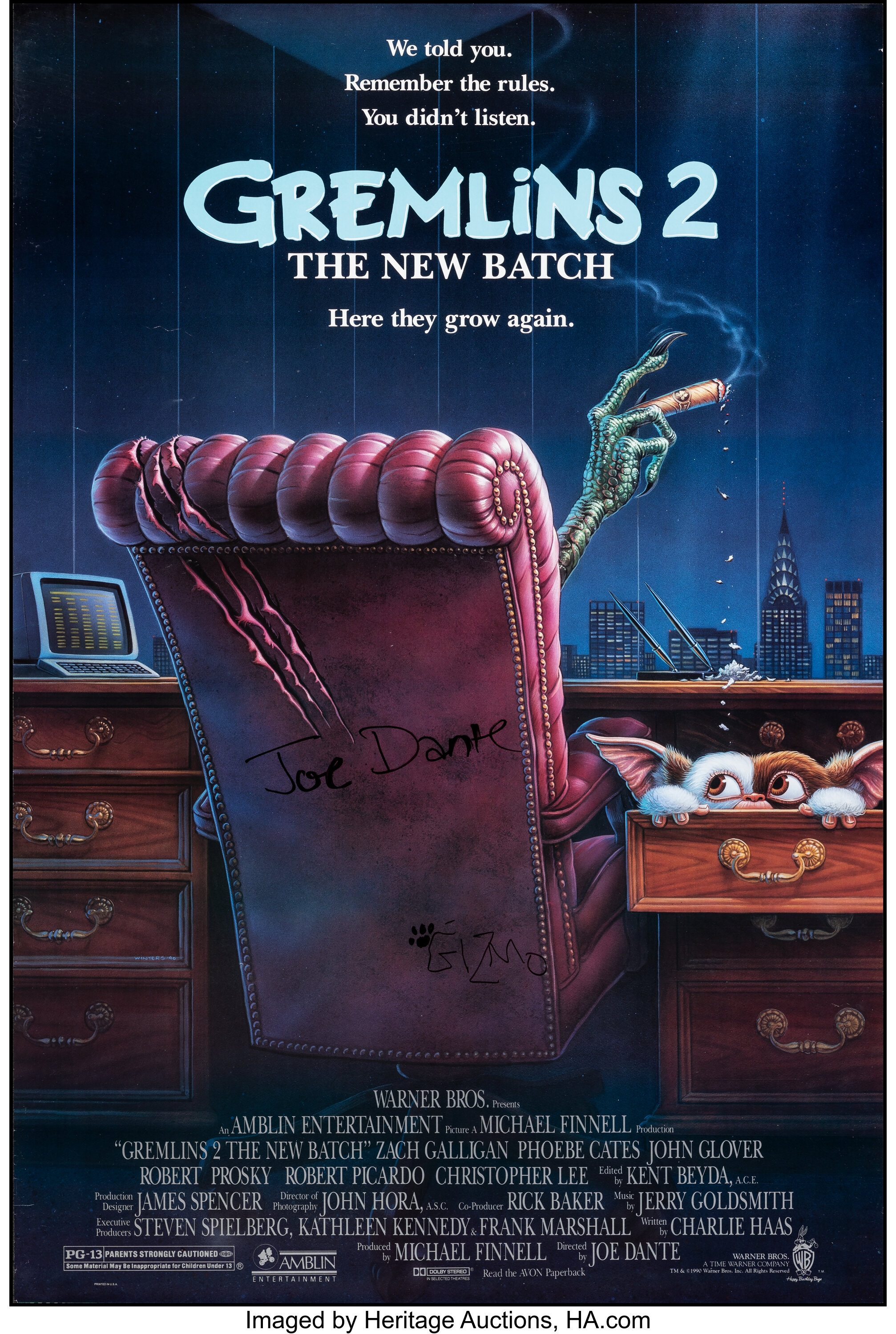 Gremlins 2: The New Batch (Warner Bros., 1990). Rolled, Very Fine ...