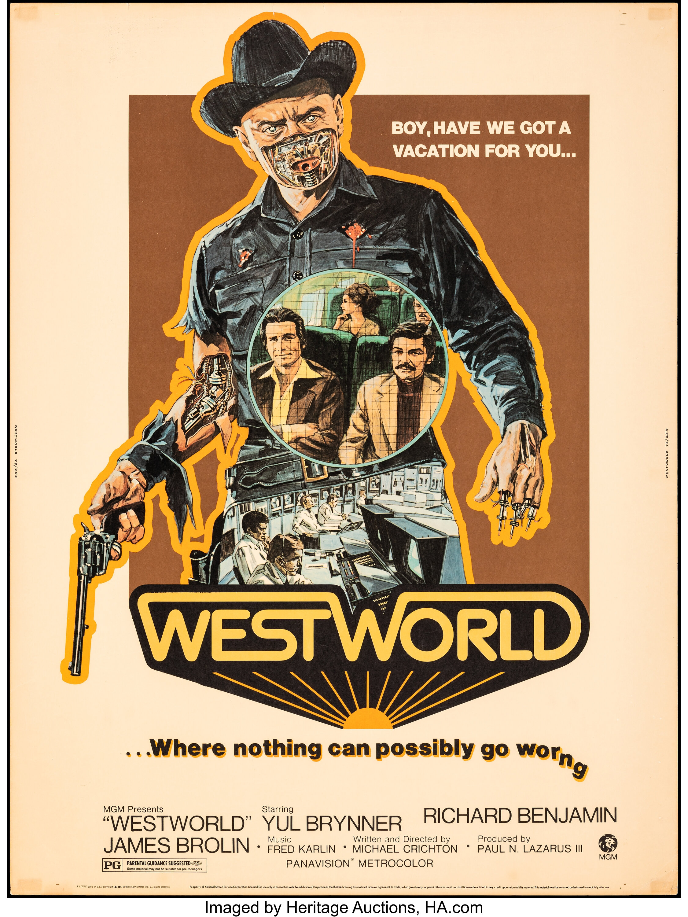 Westworld (MGM, 1973). Rolled, Fine+. Poster (30" X 40") Neal Adams ...