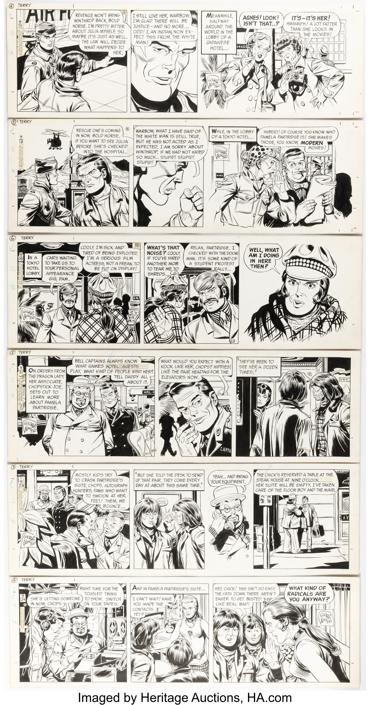 George Wunder Terry and the Pirates Daily Comic Strip Original Art ...