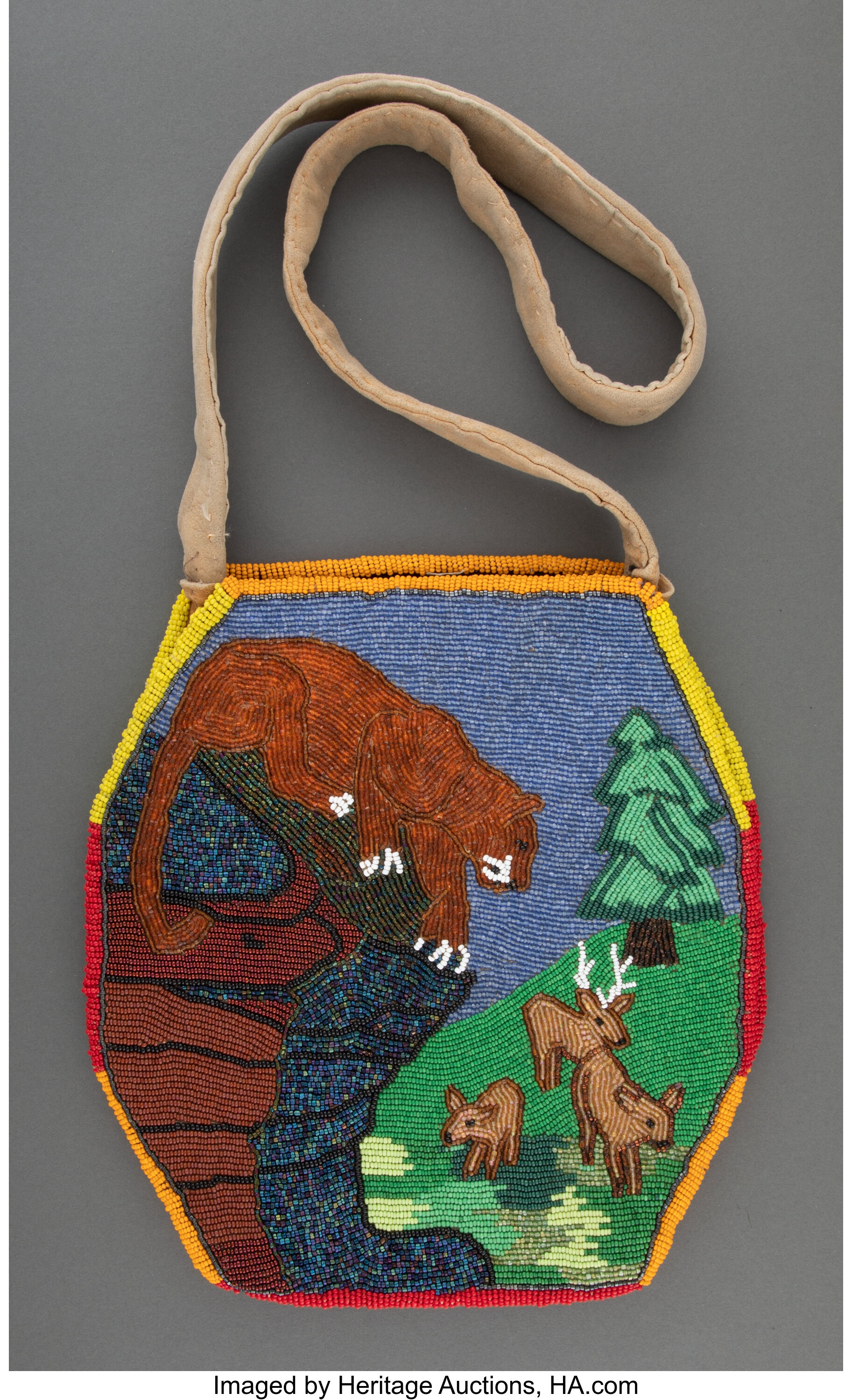 A Yakima Beaded Hide Flat Bag ... American Indian Art Beadwork and ...