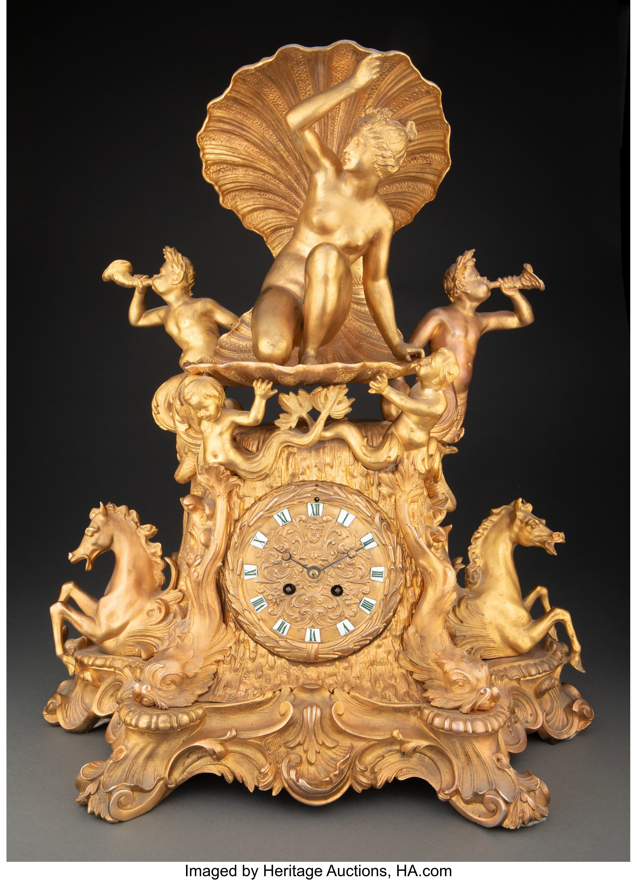 A Napoleon III Gilt Bronze Mantel Clock: Birth of Venus, mid-19th | Lot ...