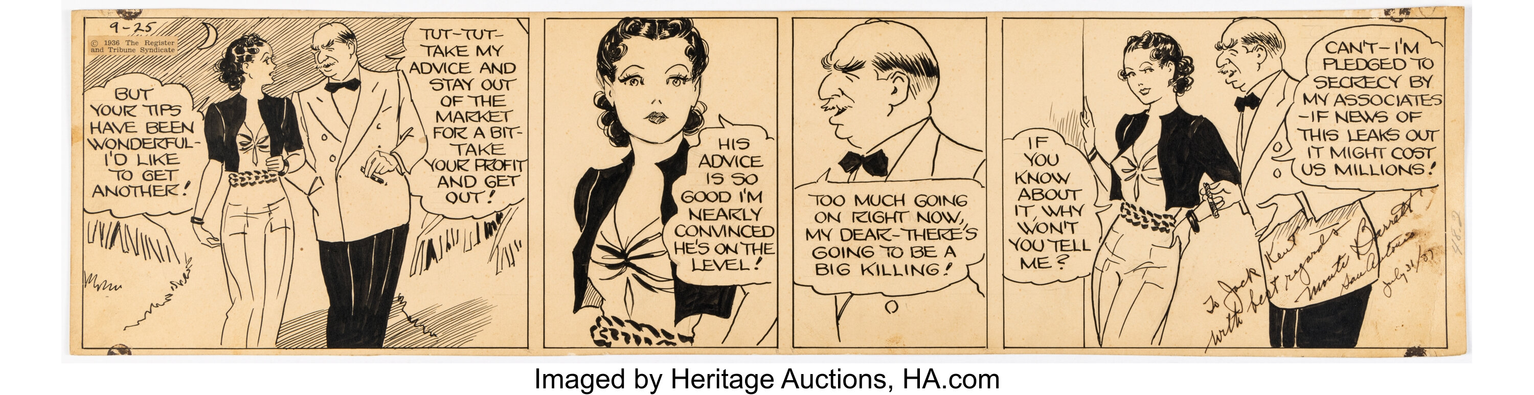 Russell Ross Jane Arden Daily Comic Strip Original Art dated | Lot ...