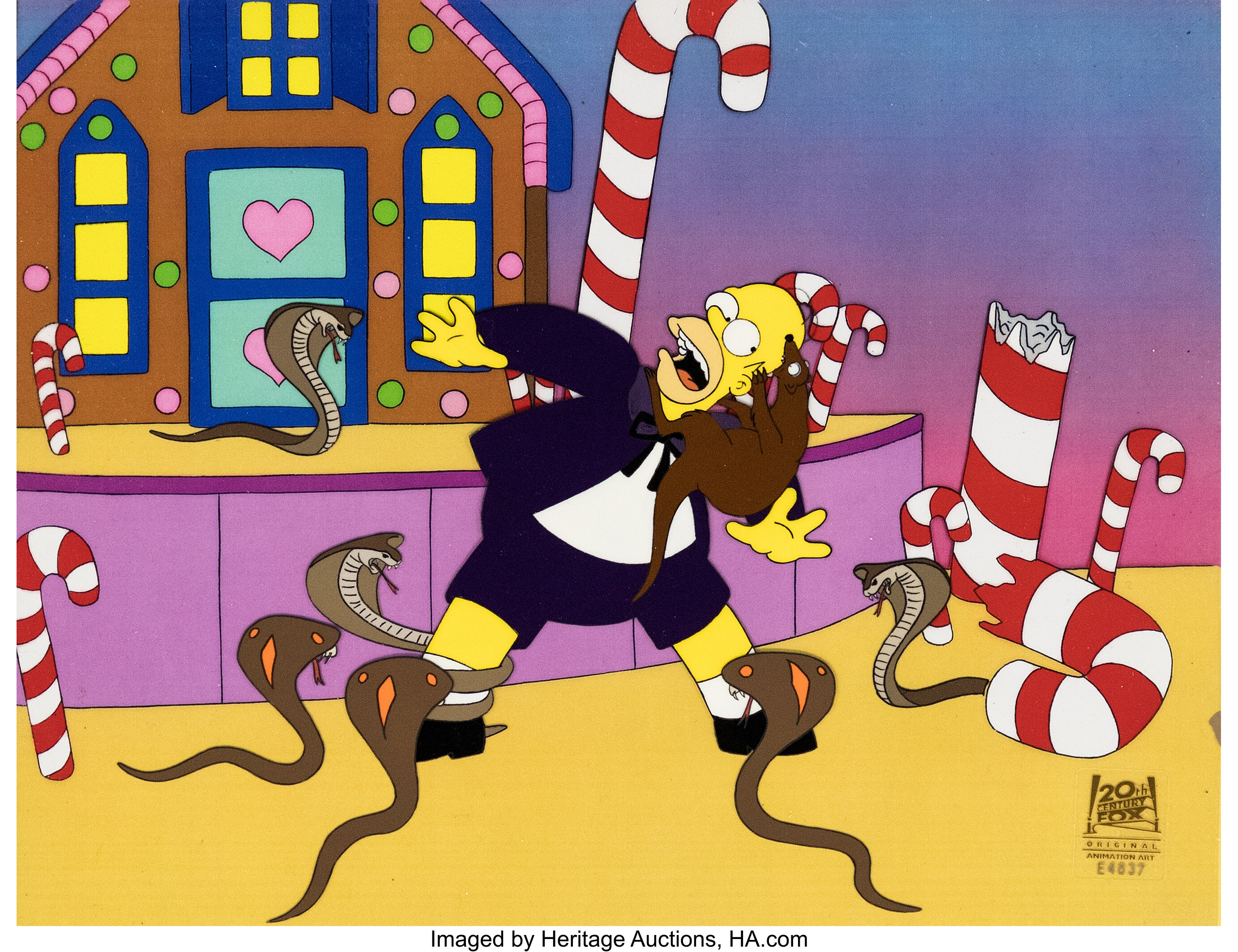 The Simpsons Eight Misbehavin Homer Production Cel Setup (Fox, | Lot ...