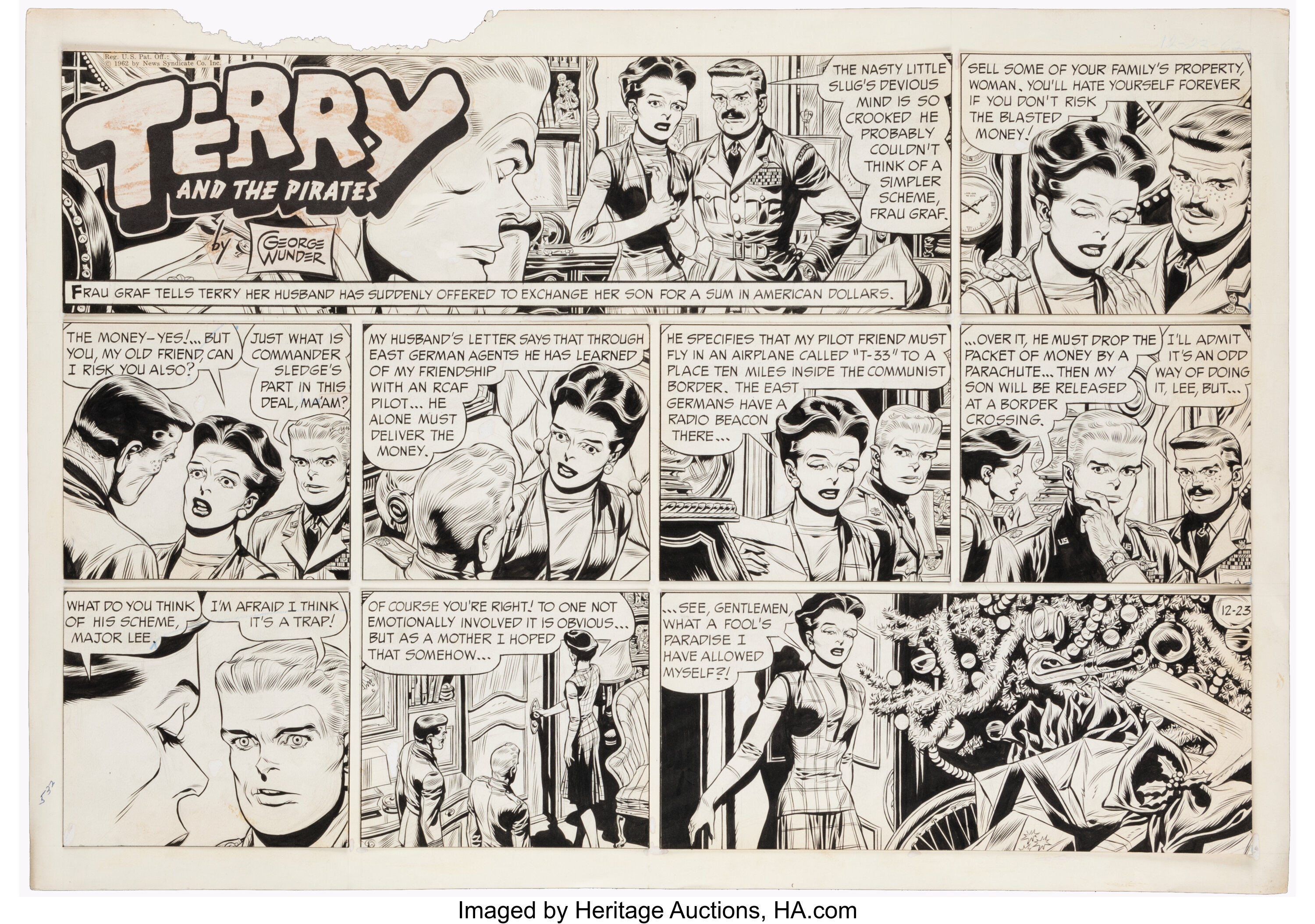 George Wunder Terry and the Pirates Sunday Comic Strip Original Art ...