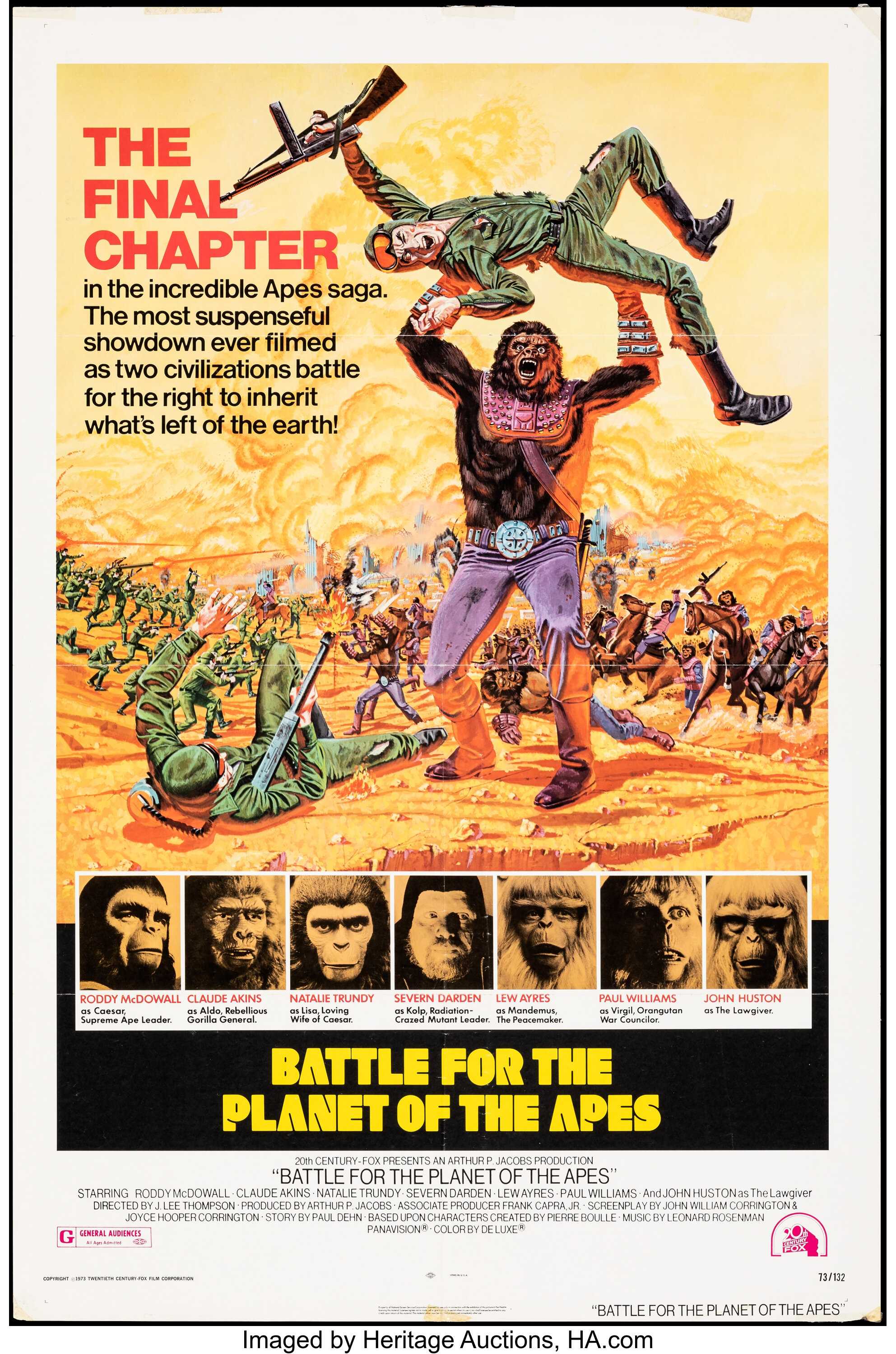 Battle for the Planet of the Apes (20th Century Fox, 1973). Folded ...