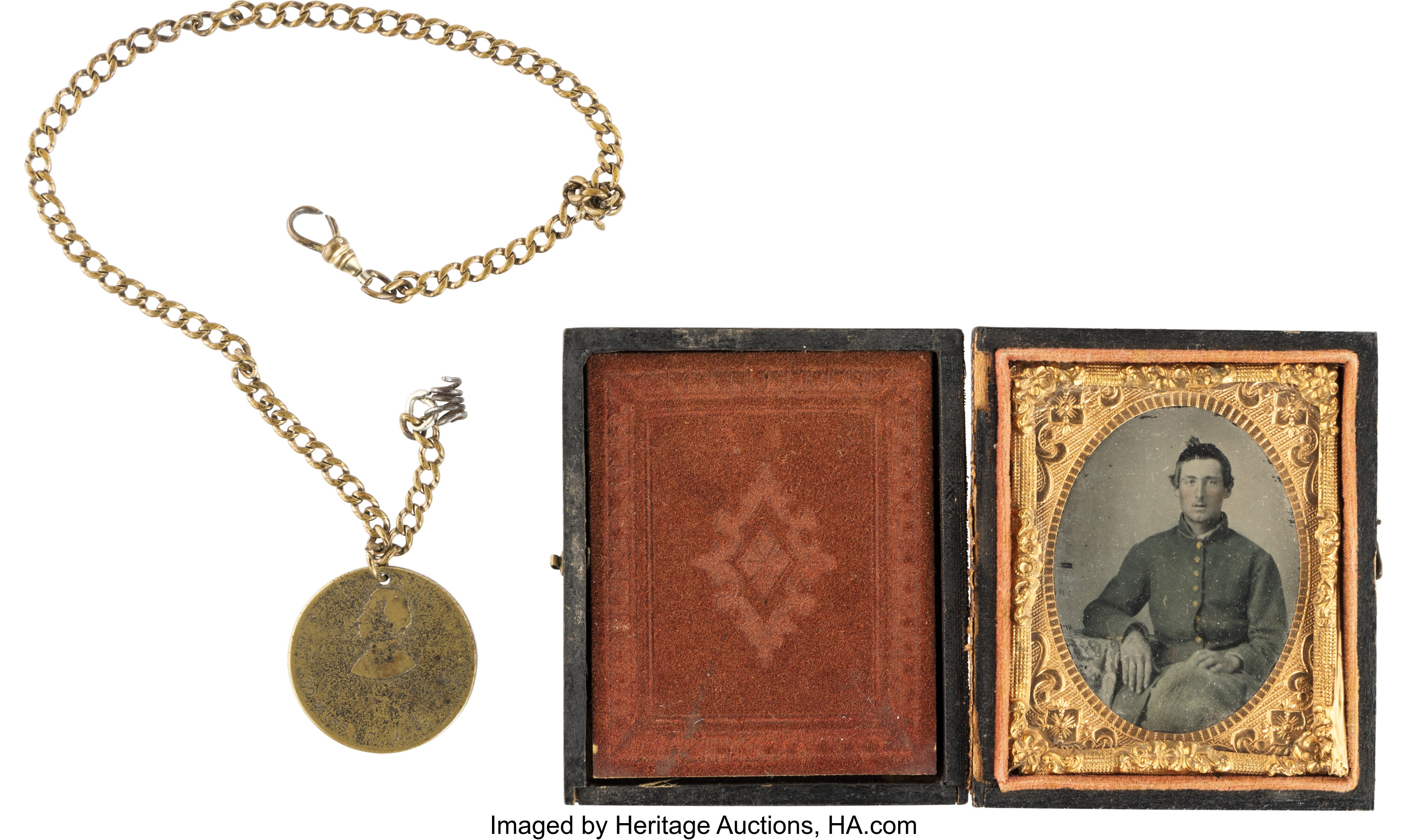 Civil War Identification Disk and Ambrotype Belonging to Private | Lot ...
