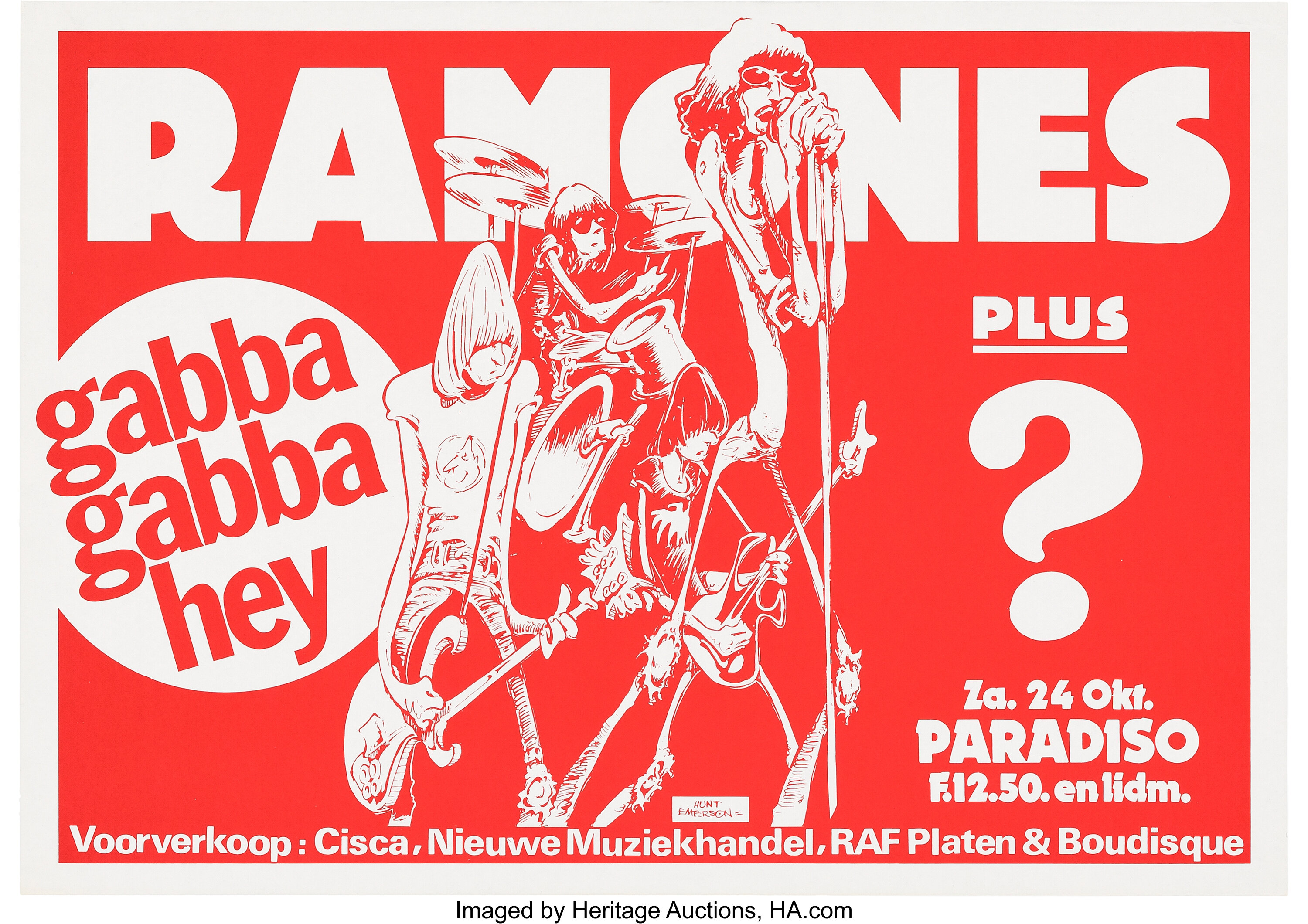 The Ramones 1978 Paradiso, Amsterdam "Gabba Gabba Hey" Concert | Lot ...