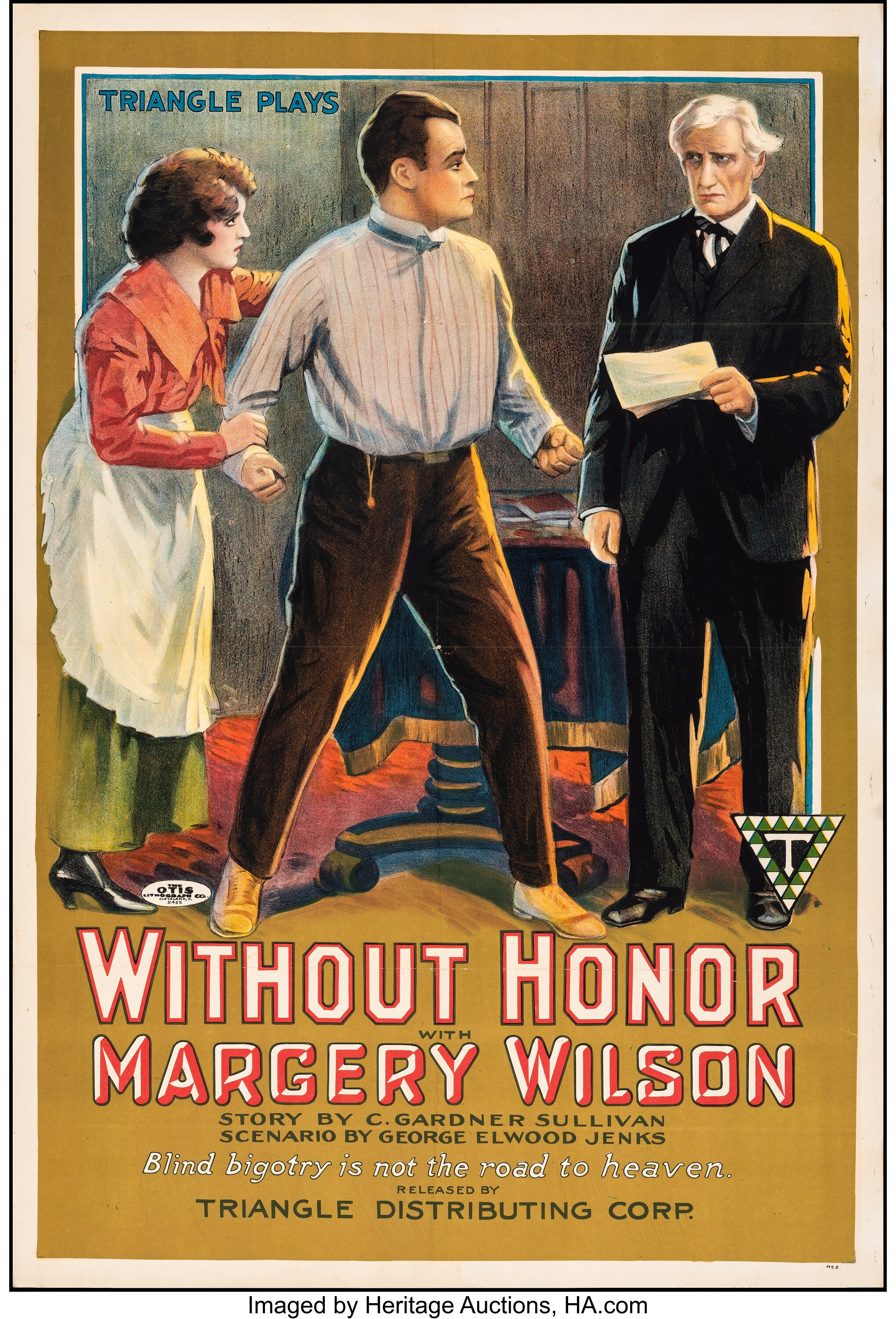 Without Honor (Triangle, 1918). Folded, Very Fine-. One Sheet | Lot ...