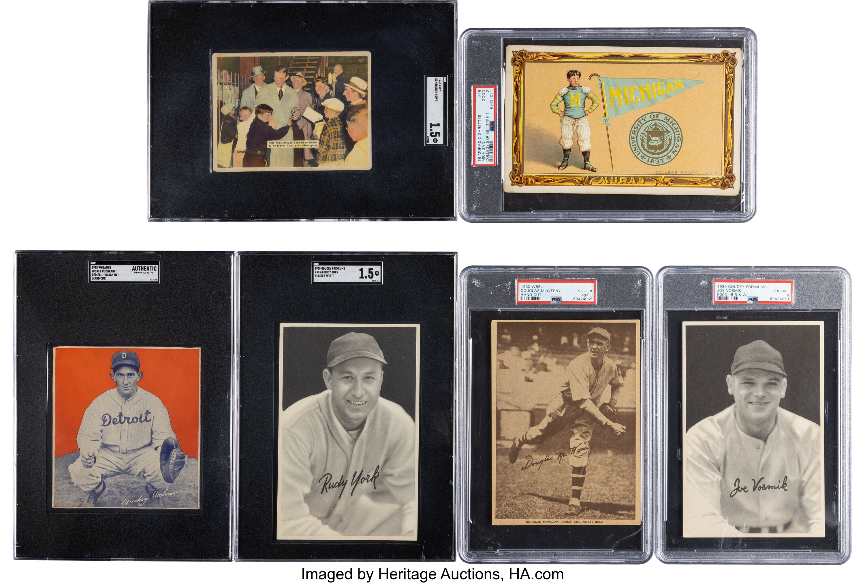 1910-1939 Baseball & Football Graded Card Collection (6).... | Lot ...