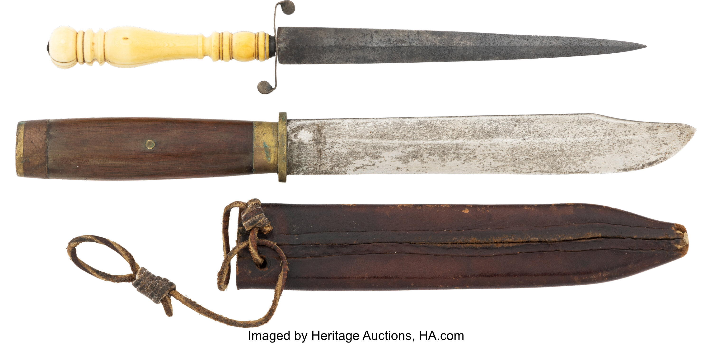 19th Century American Naval Dirk and Small Bowie-Style Knife ...