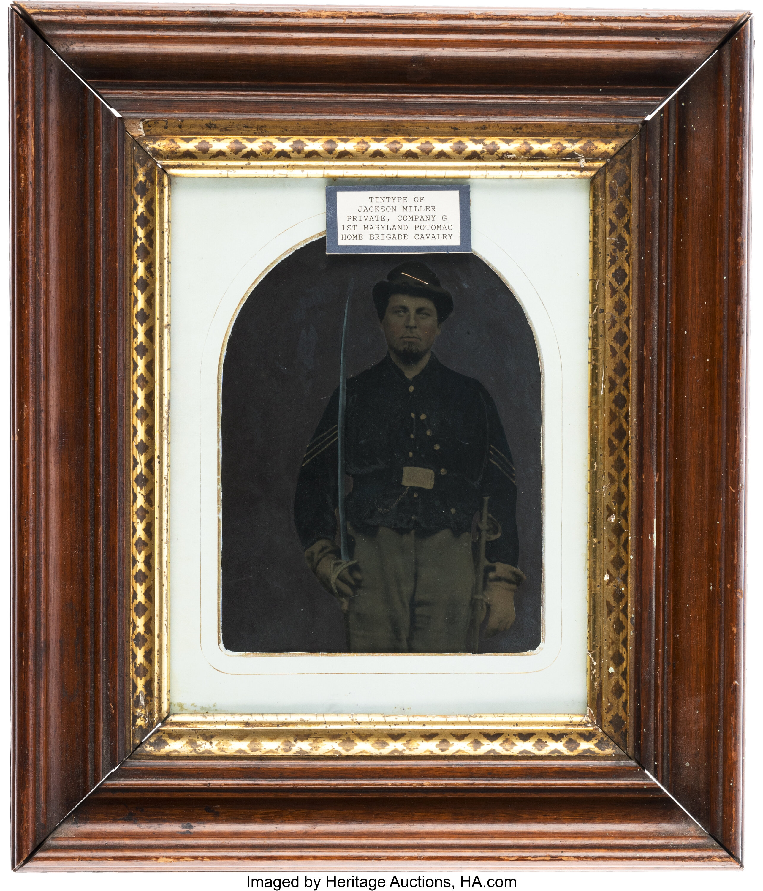 Civil War Identification Badge and Framed Tintype and CDV of | Lot ...