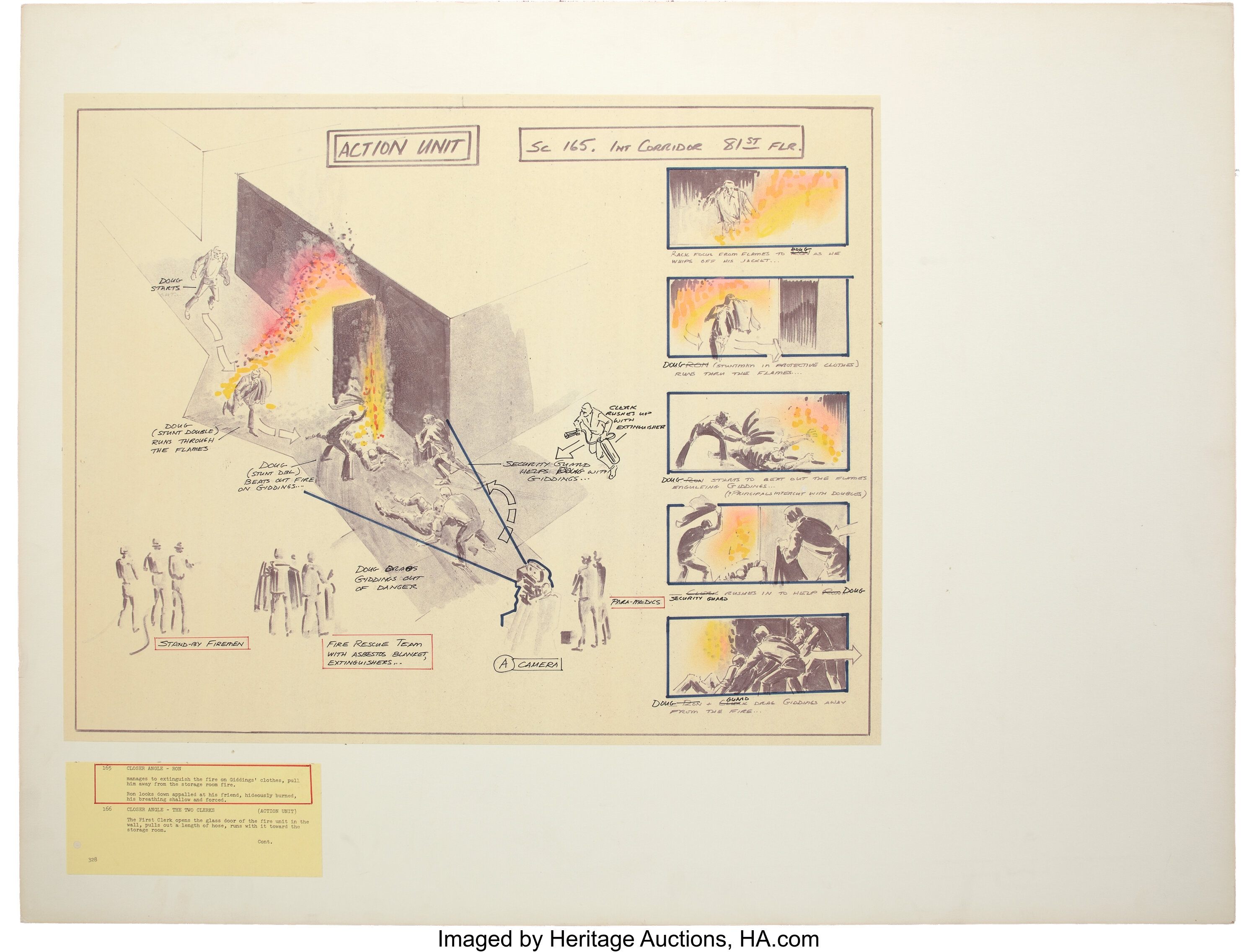 Oversize Unit Storyboard of Action Unit for Burning Corridor from | Lot ...