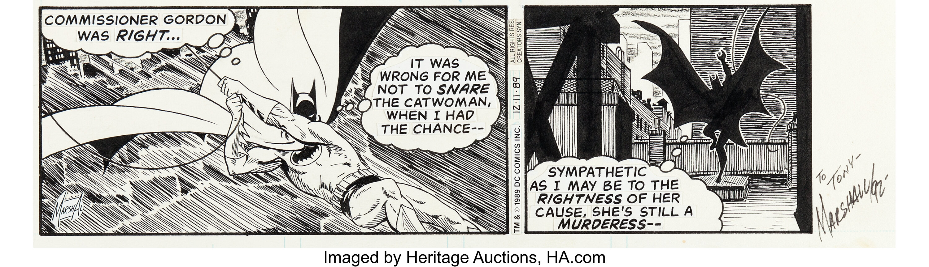Marshall Rogers Batman Daily Comic Strip Original Art dated | Lot ...