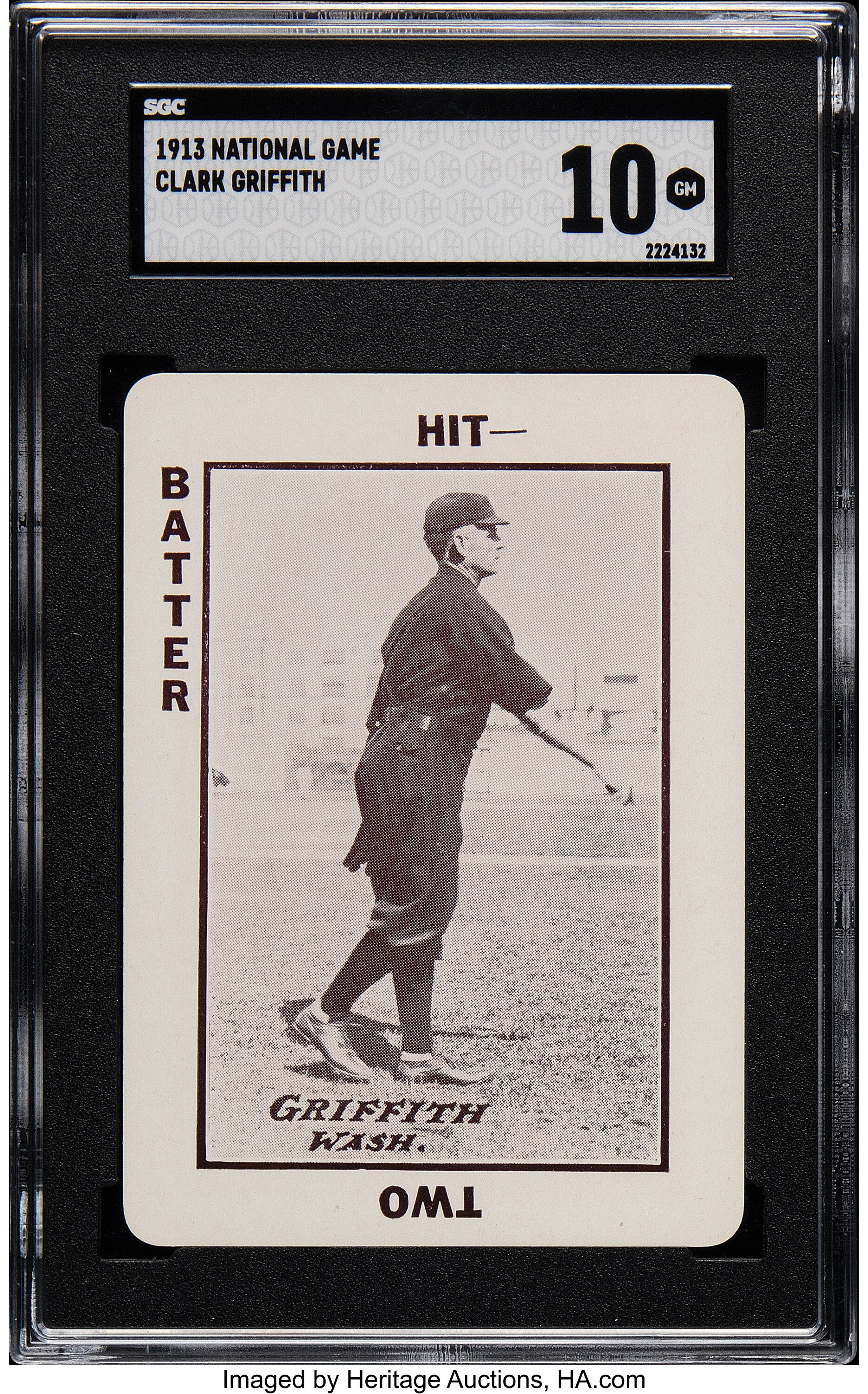 1913 National Game Clark Griffith SGC Gem Mint 10 - Pop One, None | Lot ...