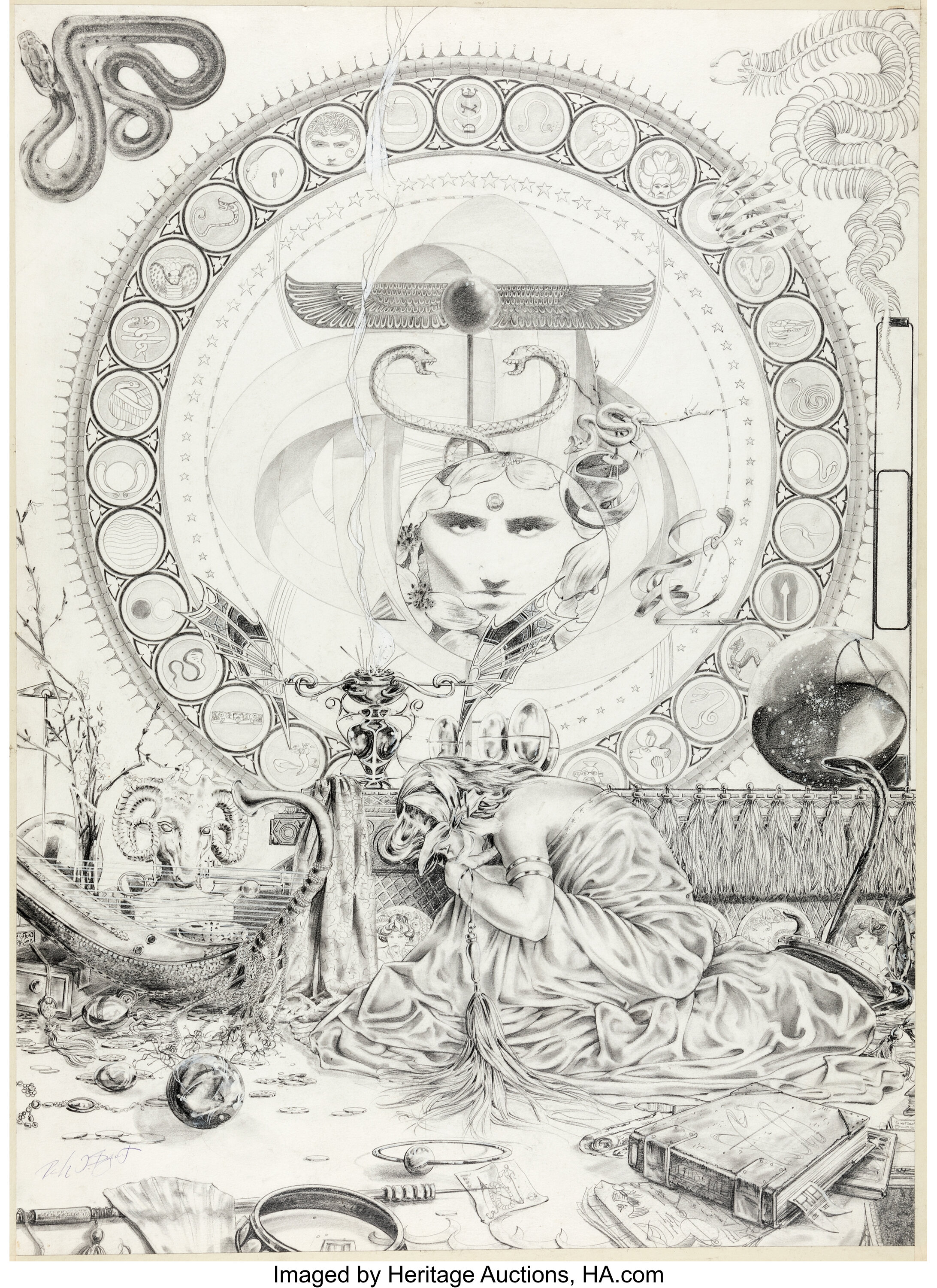 Rick Bryant - Mystic Illustration Original Art (c. 1980s).... | Lot ...