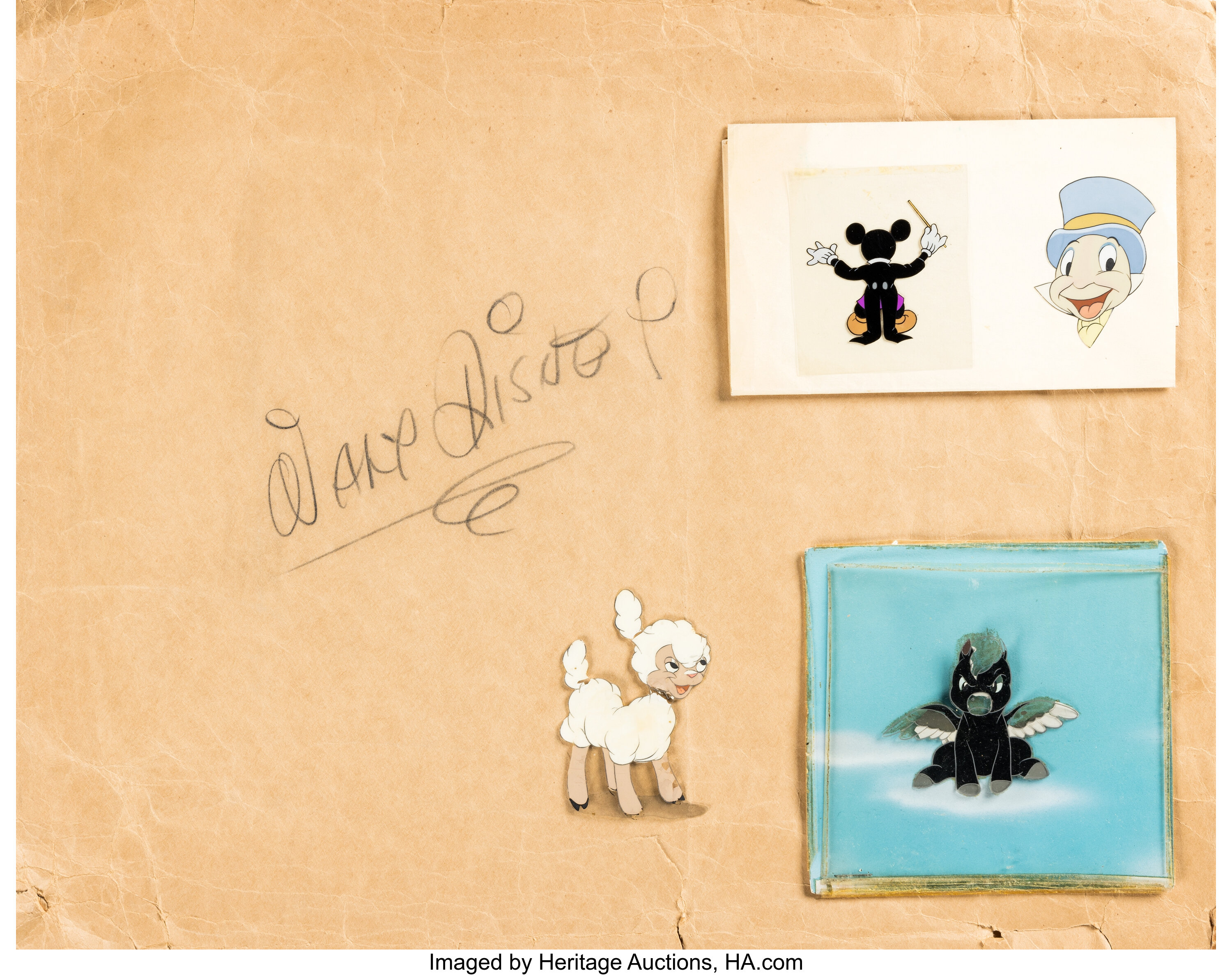 Walt Disney Signed Folder with Group of 4 Production Cels (Walt | Lot ...
