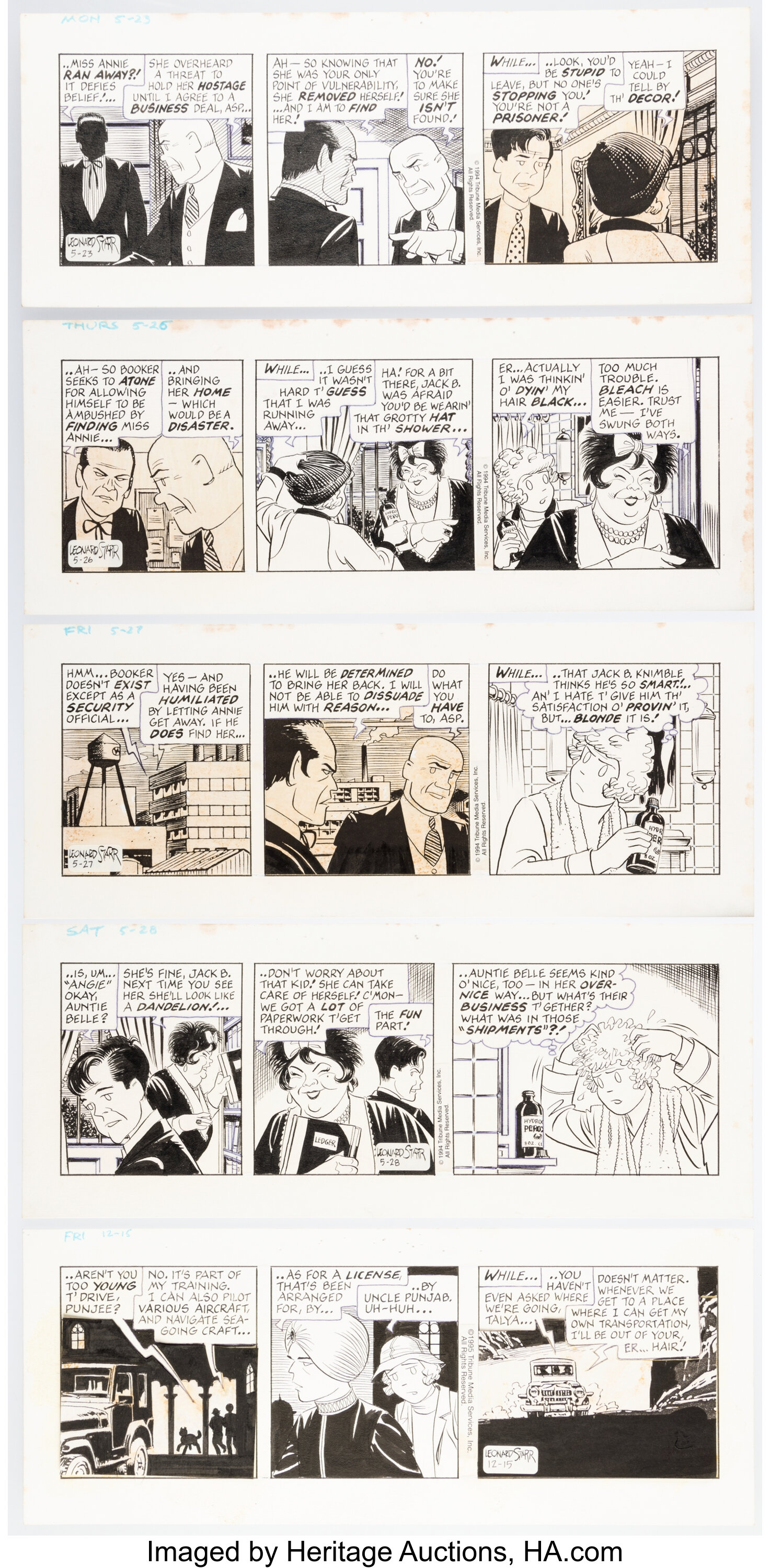 Leonard Starr Little Orphan Annie Daily Consecutive Comic Strip | Lot ...