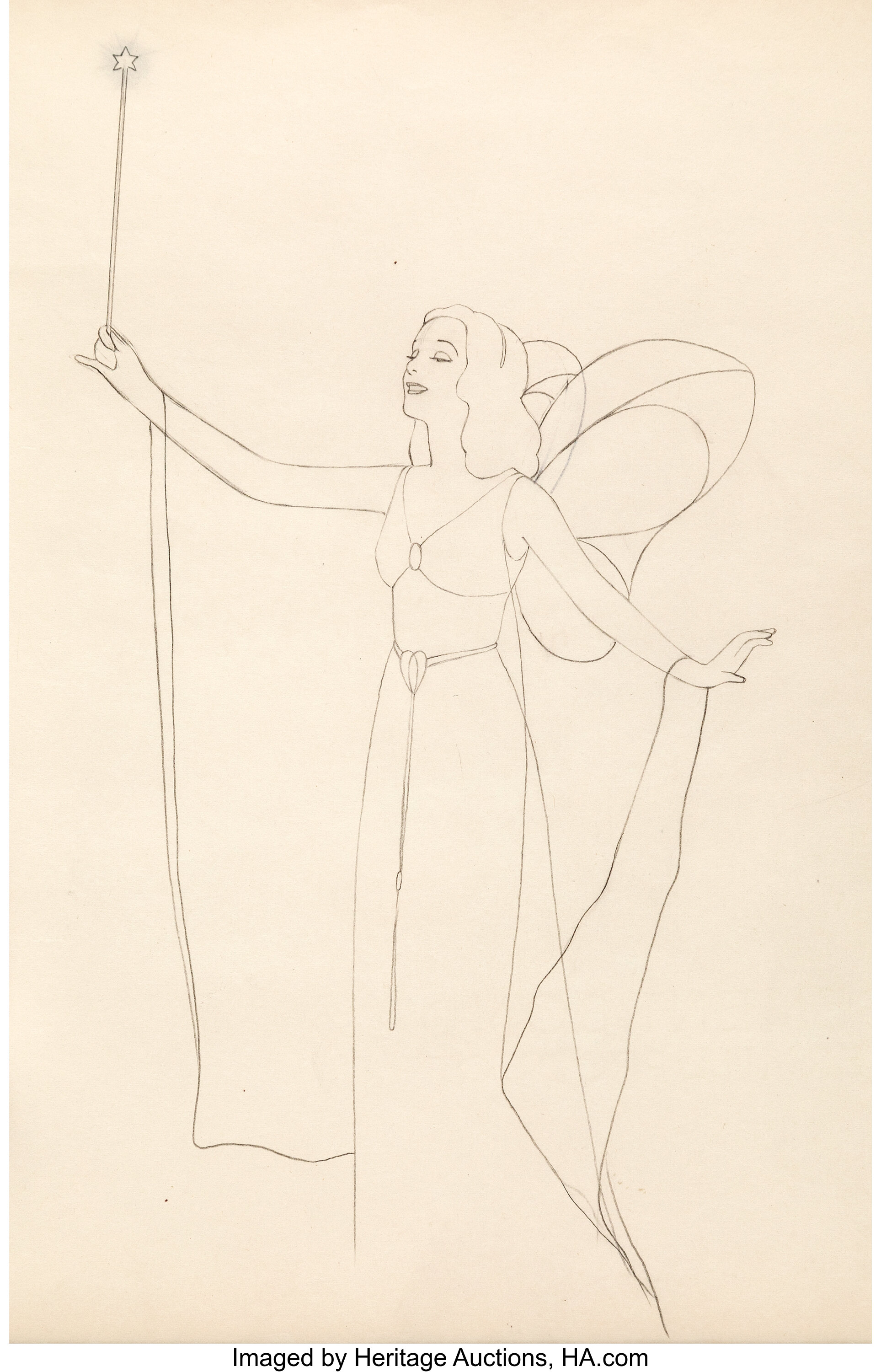Pinocchio Blue Fairy Animation Drawing Original Art (Walt Disney, | Lot ...