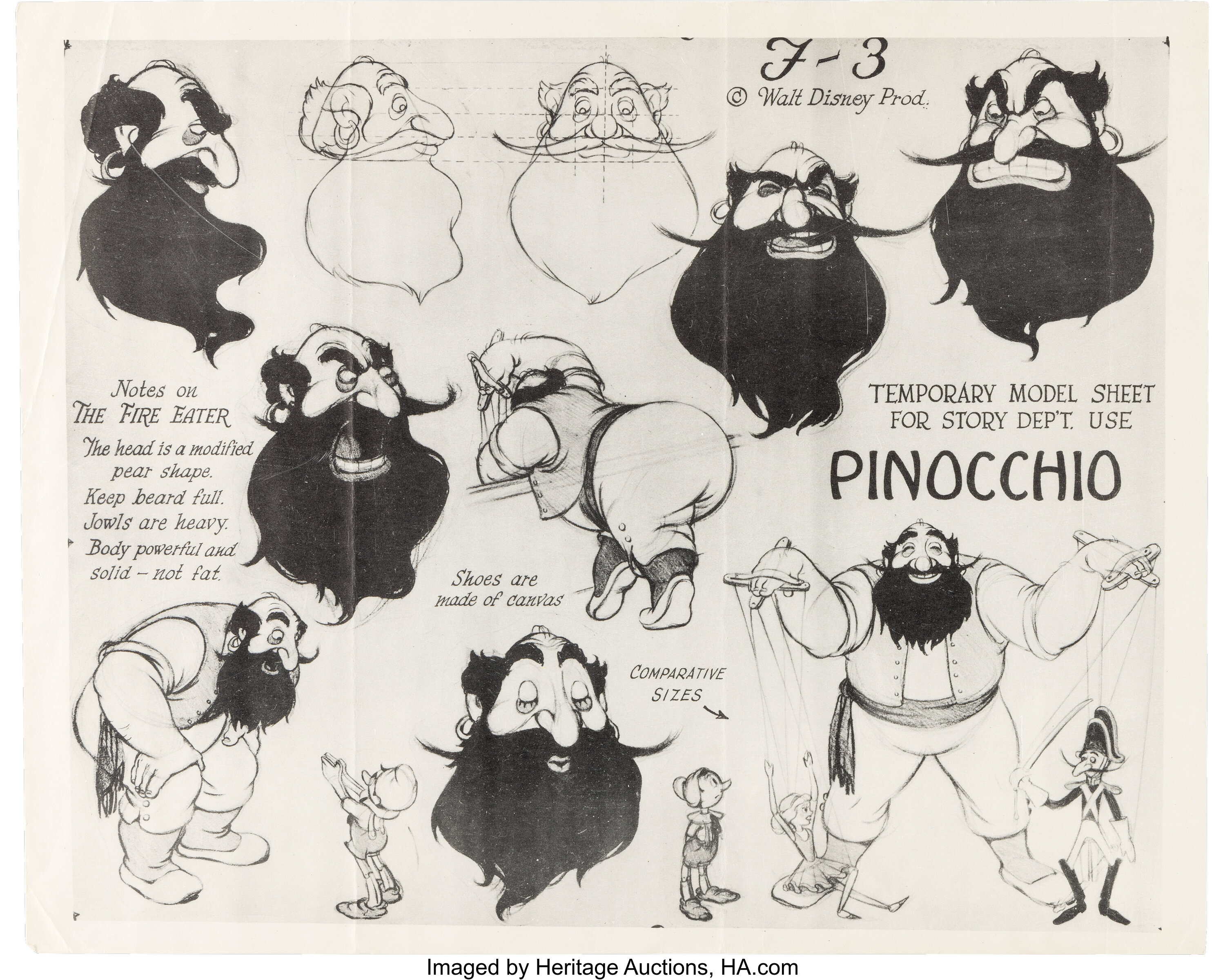 Disney Feature Films Studio-Used Model Sheets Group of 17 (Walt | Lot ...