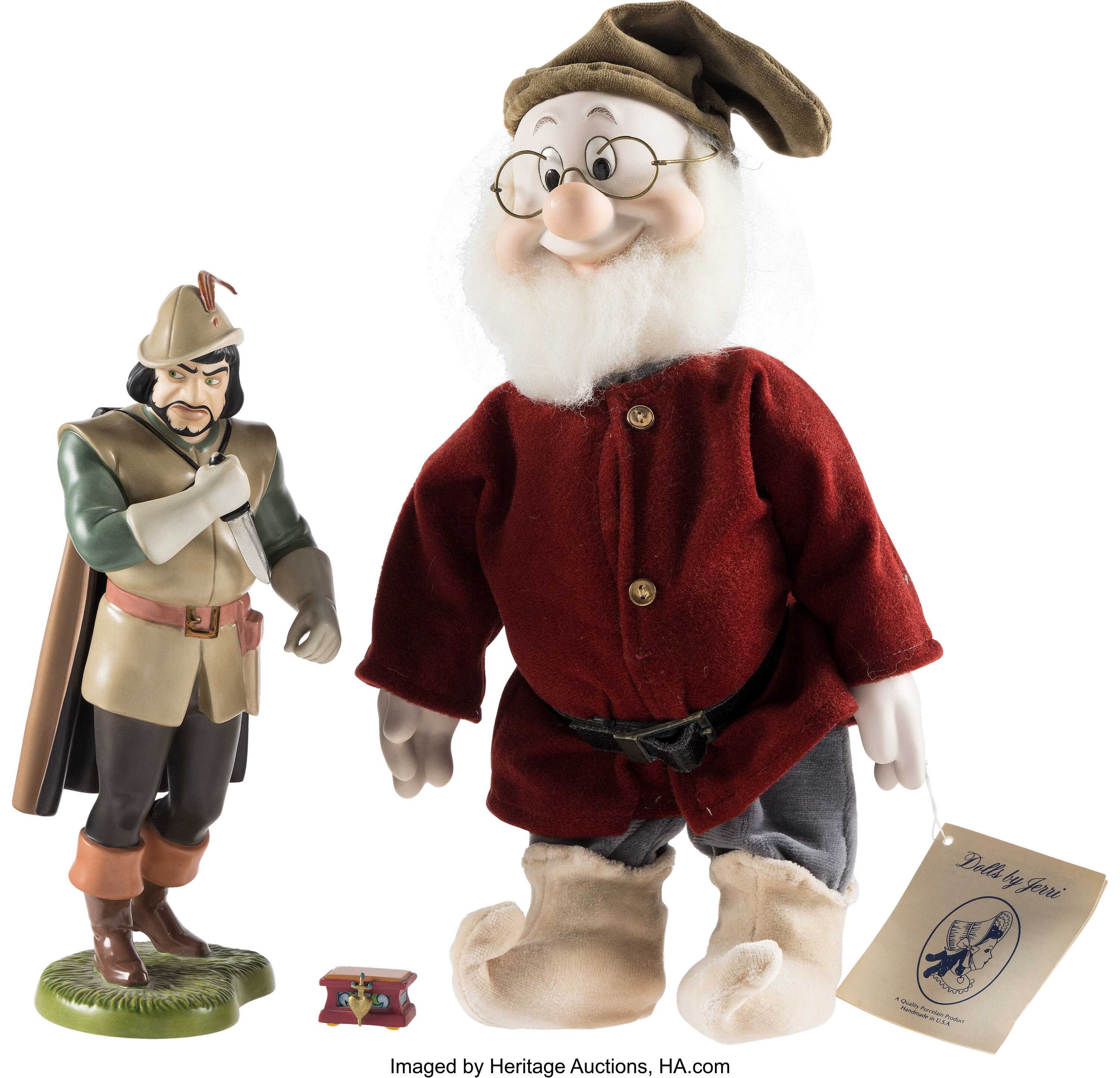 Snow White and the Seven Dwarfs Doc Doll and Huntsman Figurine with ...