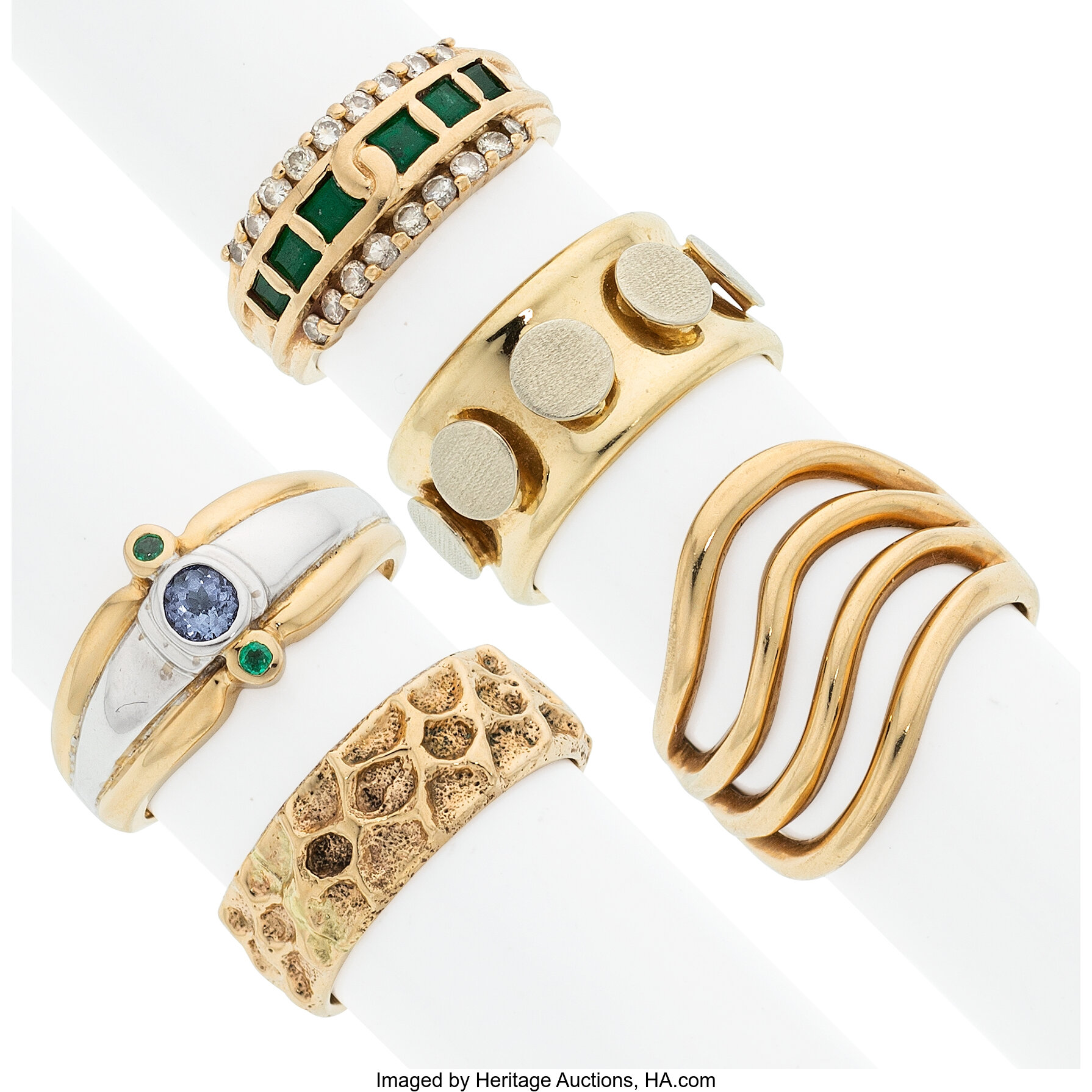 Diamond, Multi-Stone, Gold Rings . ... (Total: 5 Items) Estate | Lot ...