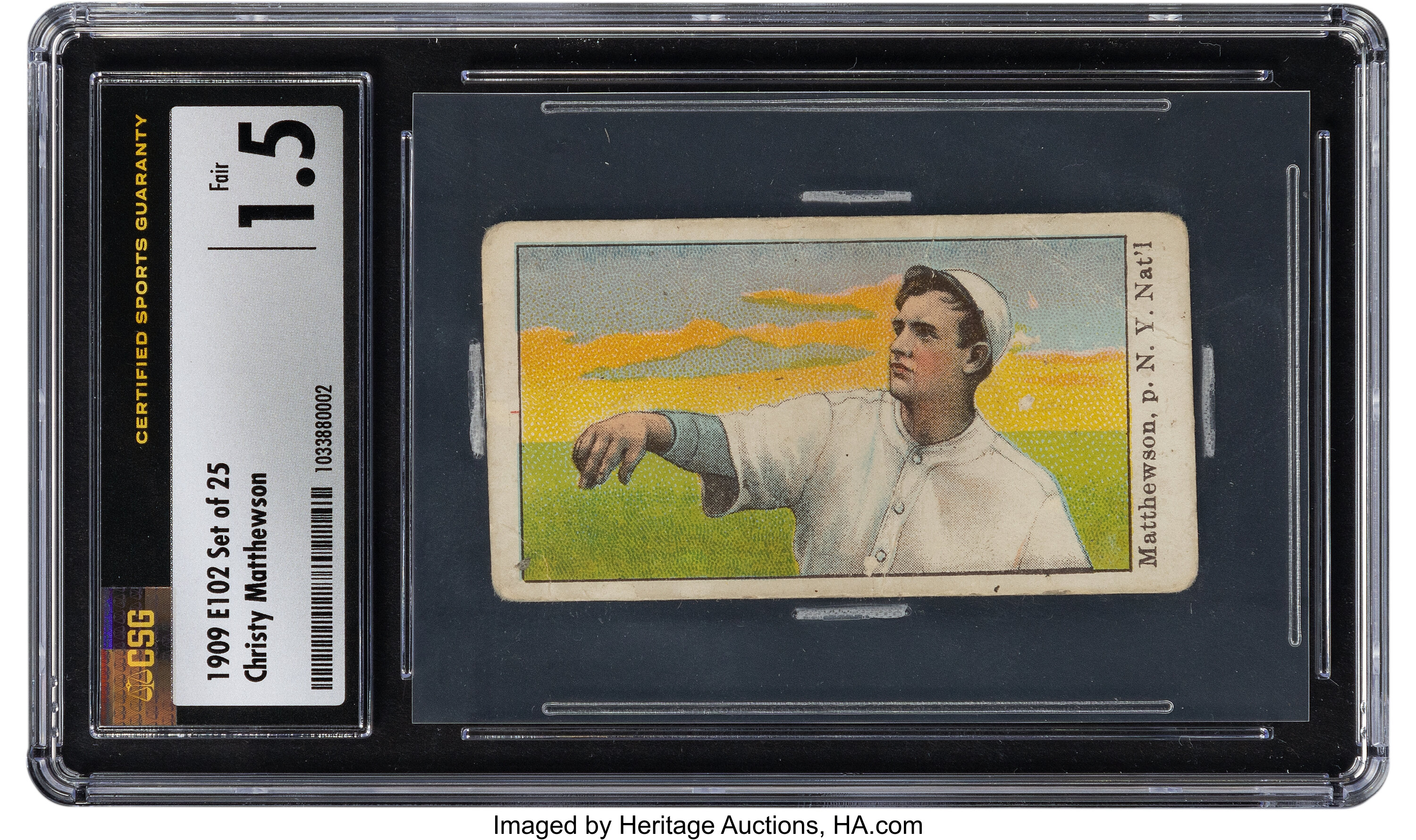 1909 E102 Set Of 25 Christy Matthewson CSG Fair 1.5.... Baseball | Lot ...