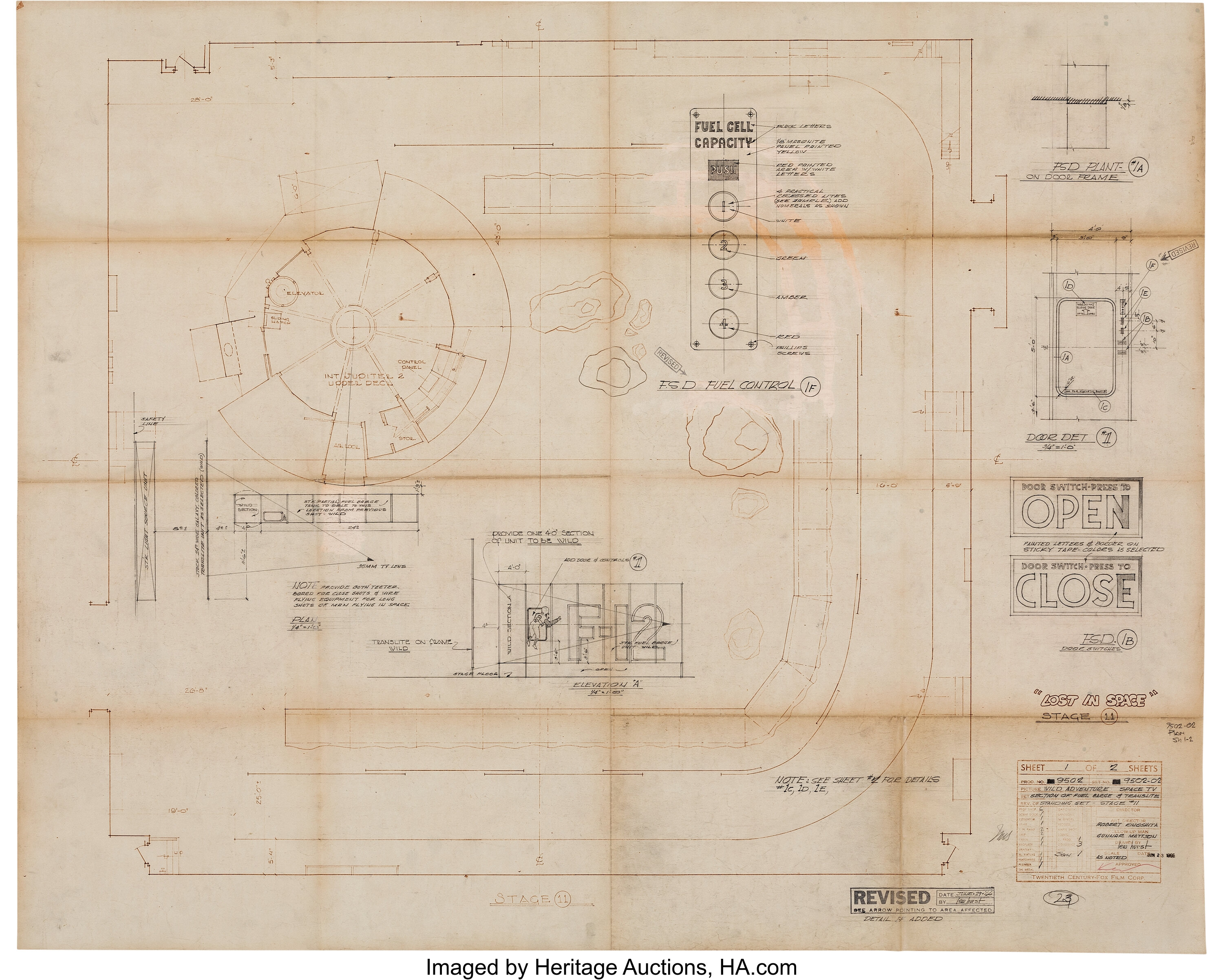 Monumental archive of manuscript and blueprint prop and set design ...