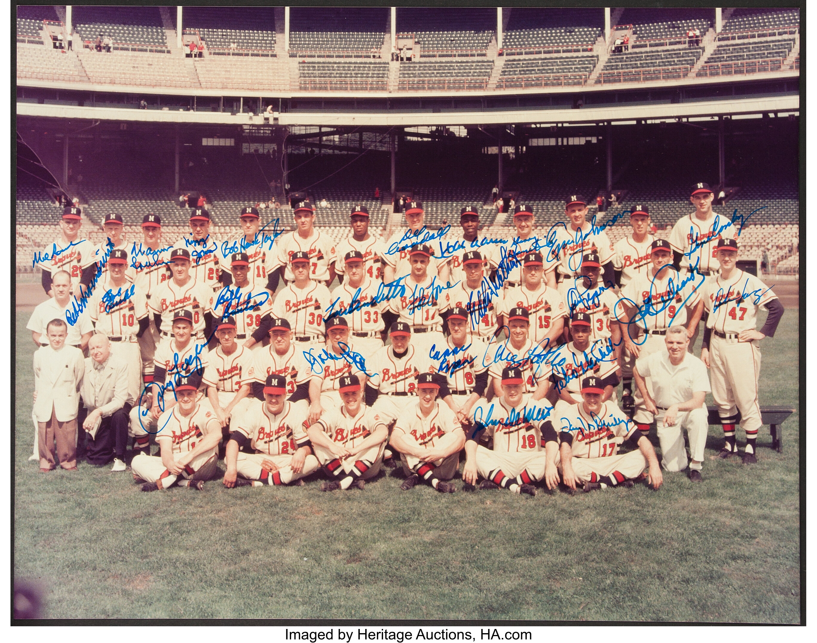 Circa 1957 Milwaukee Braves Multi-Signed Oversized Photograph ...
