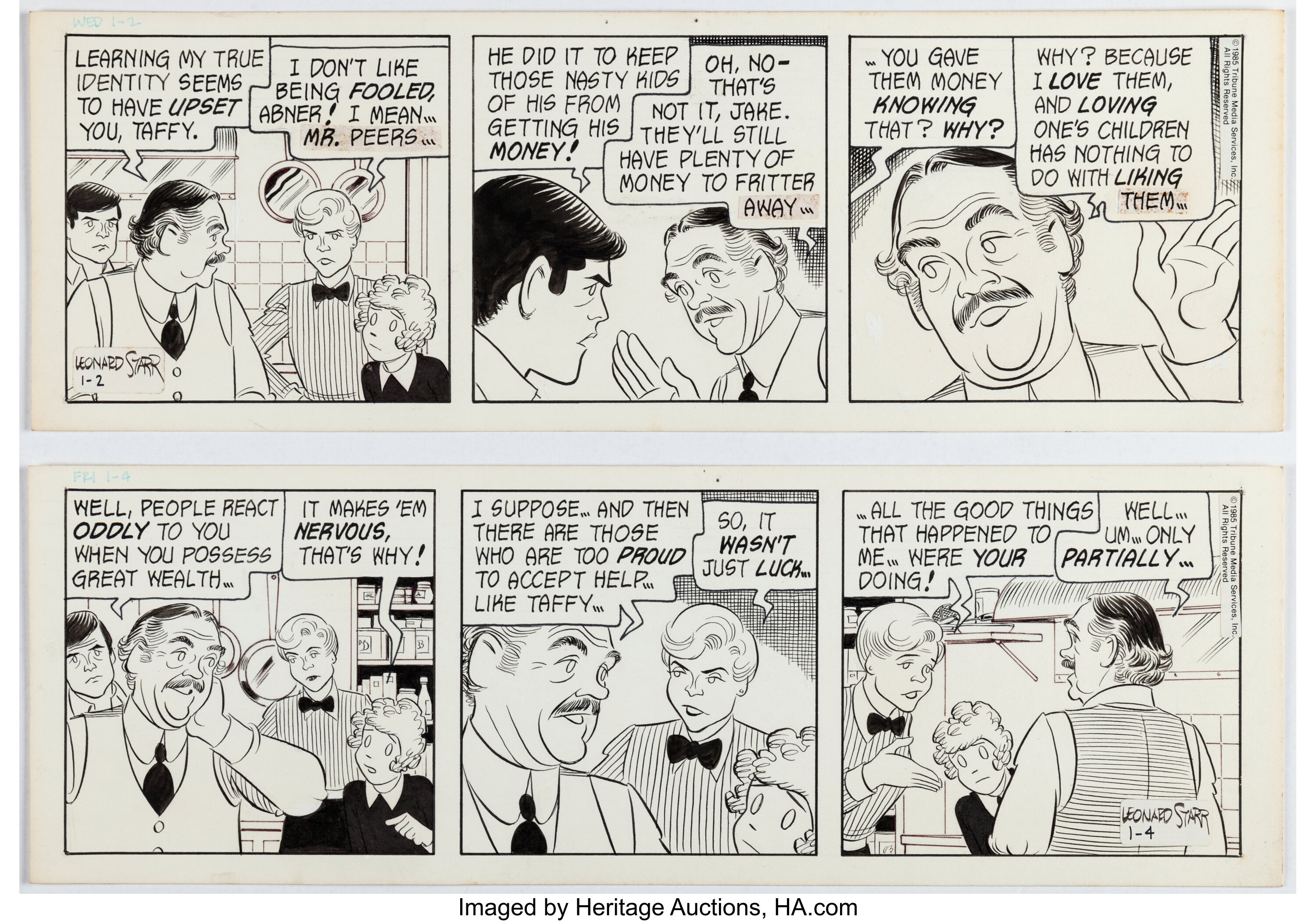 Leonard Starr Little Orphan Annie Daily Consecutive Comic Strips | Lot ...