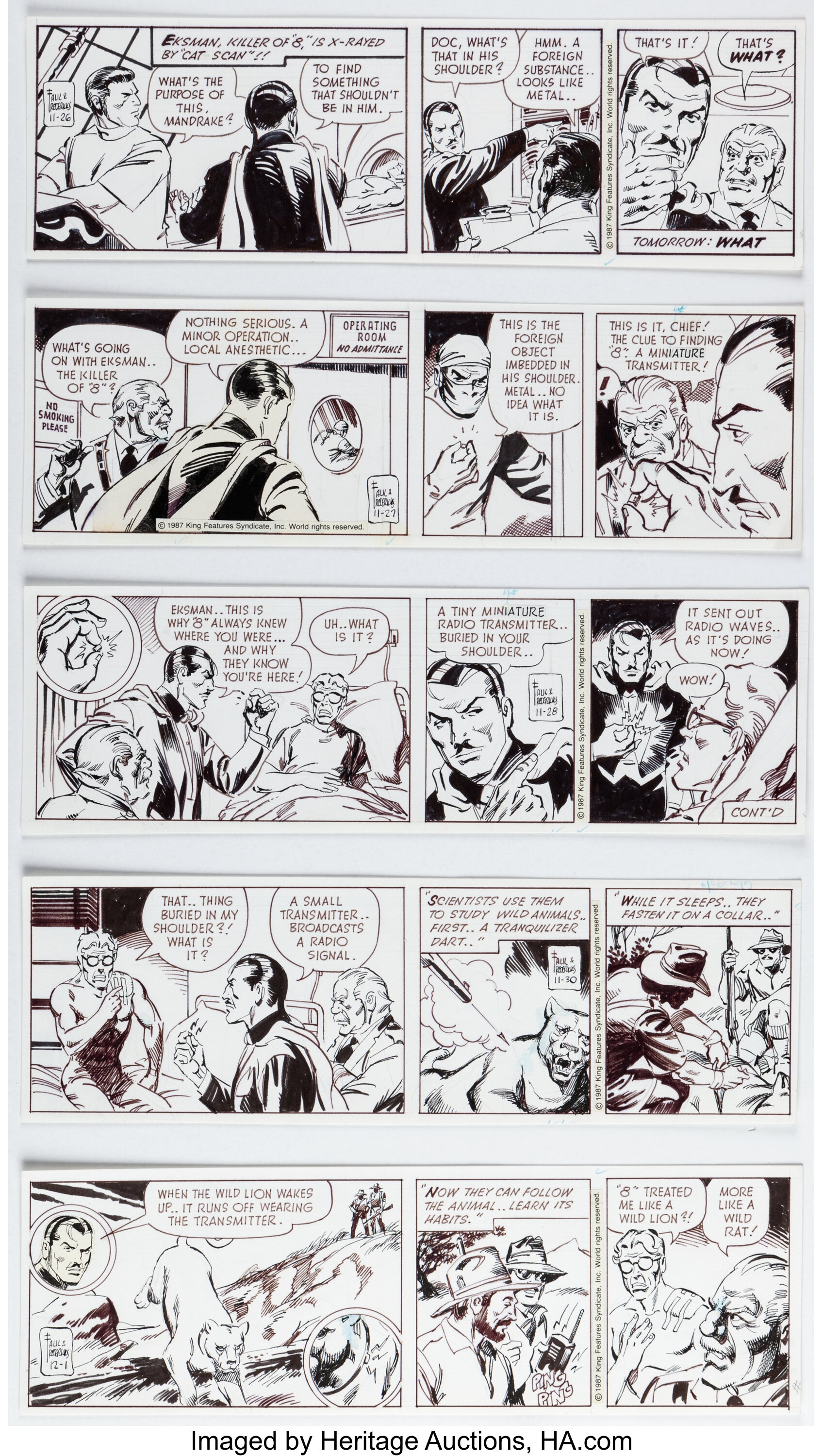 Fred Fredericks Mandrake the Magician Consecutive Daily Comic | Lot ...