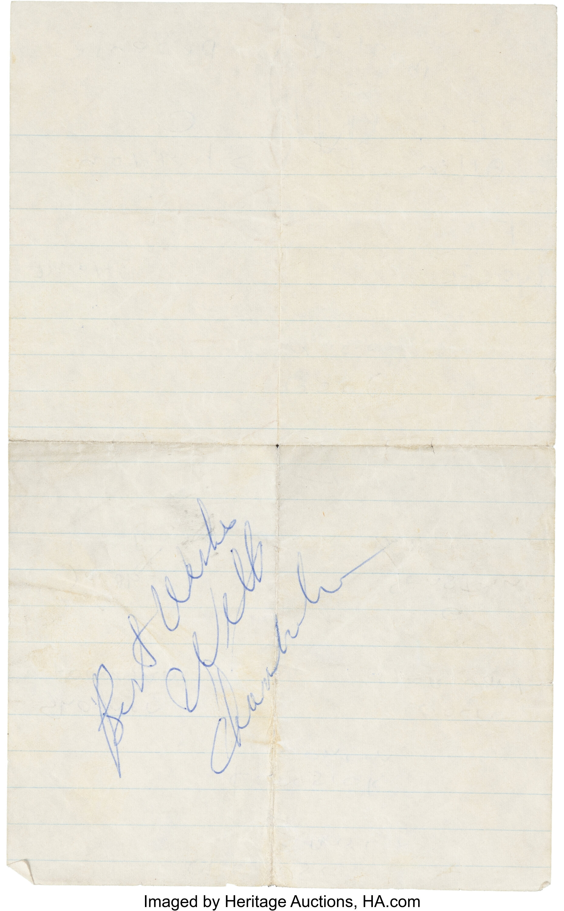 1970's Wilt Chamberlain Signed Paper.... Basketball Collectibles | Lot ...