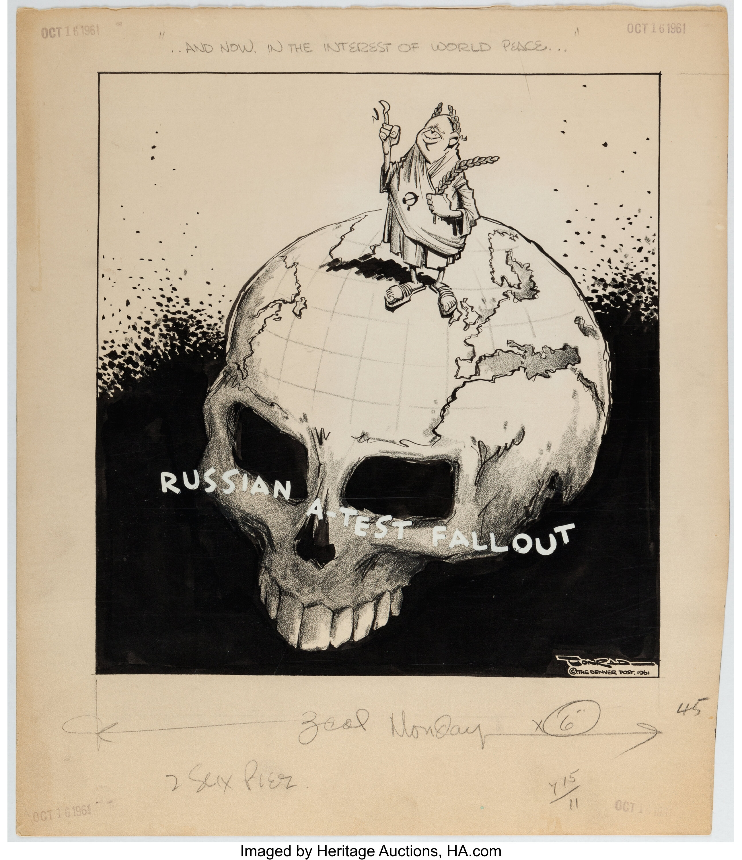 Paul Conrad World Peace Editorial Comics Panel Original Art (The | Lot ...