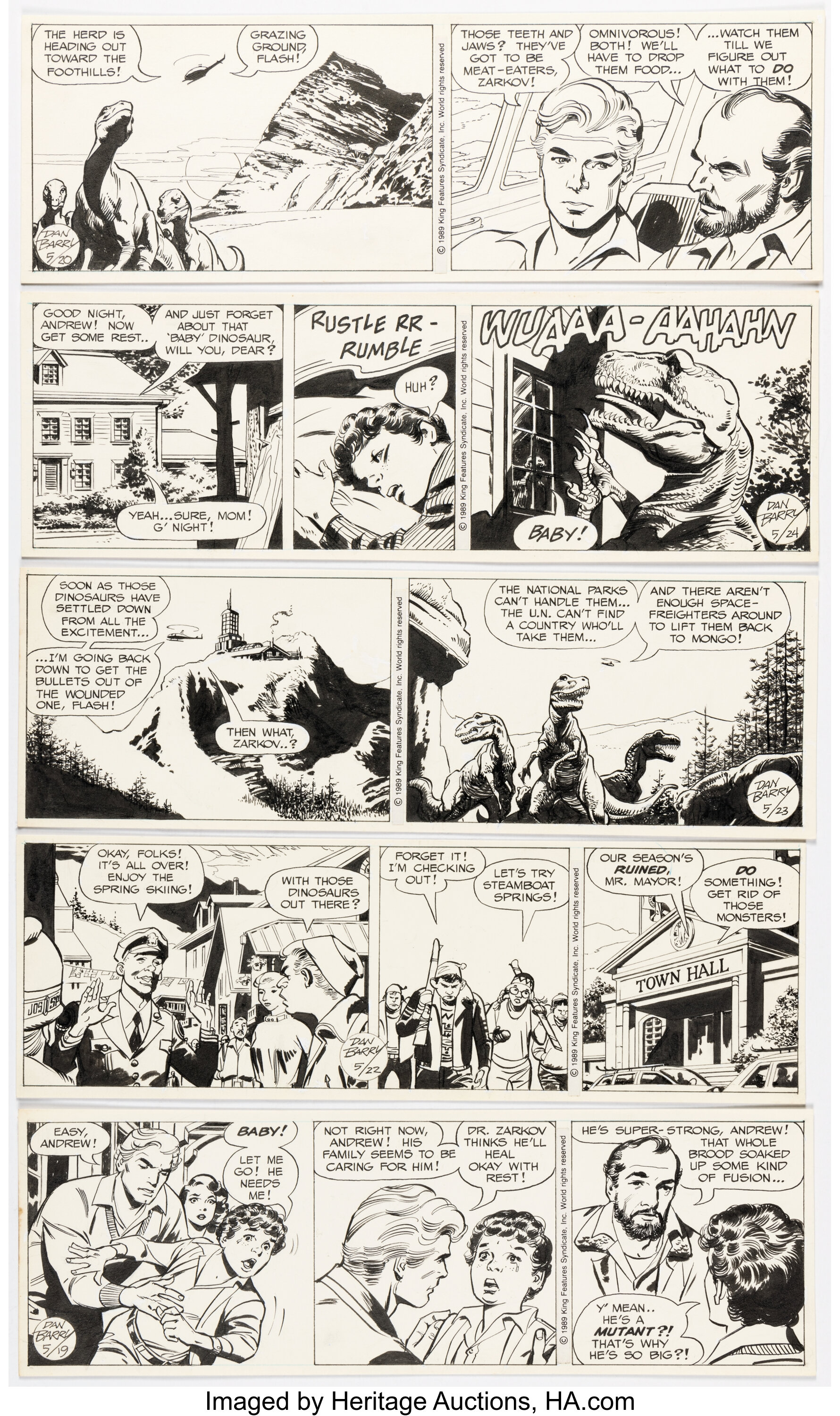 Dan Barry Flash Gordon Daily Consecutive Comic Strip Original Art | Lot ...