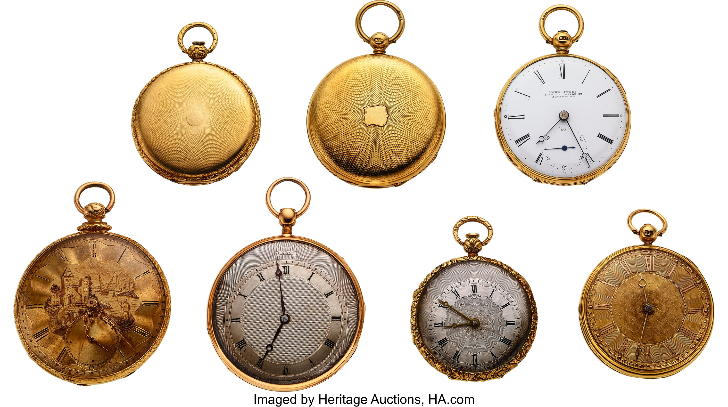 Seven 18k Gold Cased Key Wind Swiss & Liverpool Watches For | Lot ...