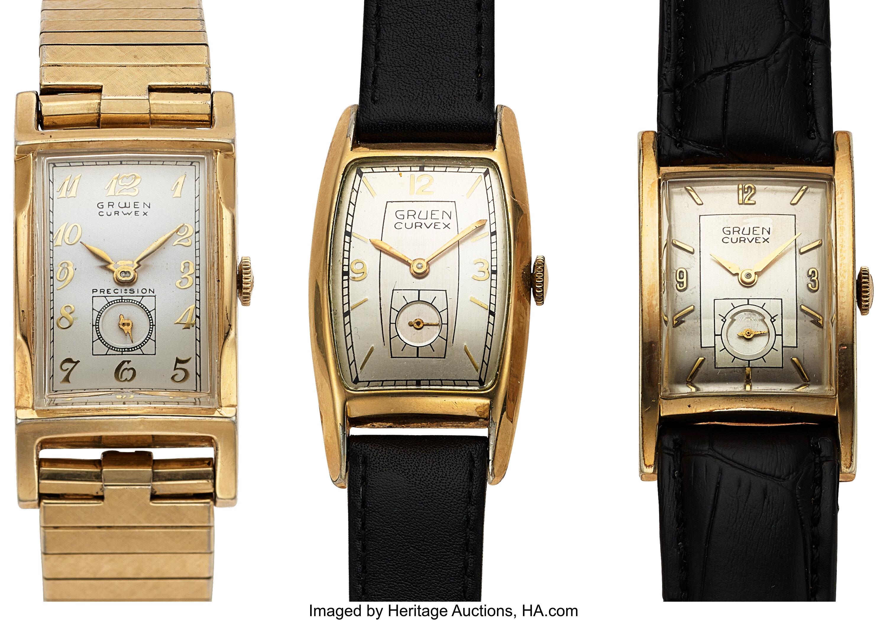 Lot of 3 Gruen Curvex Models. ... Timepieces Wristwatch | Lot #12027 ...