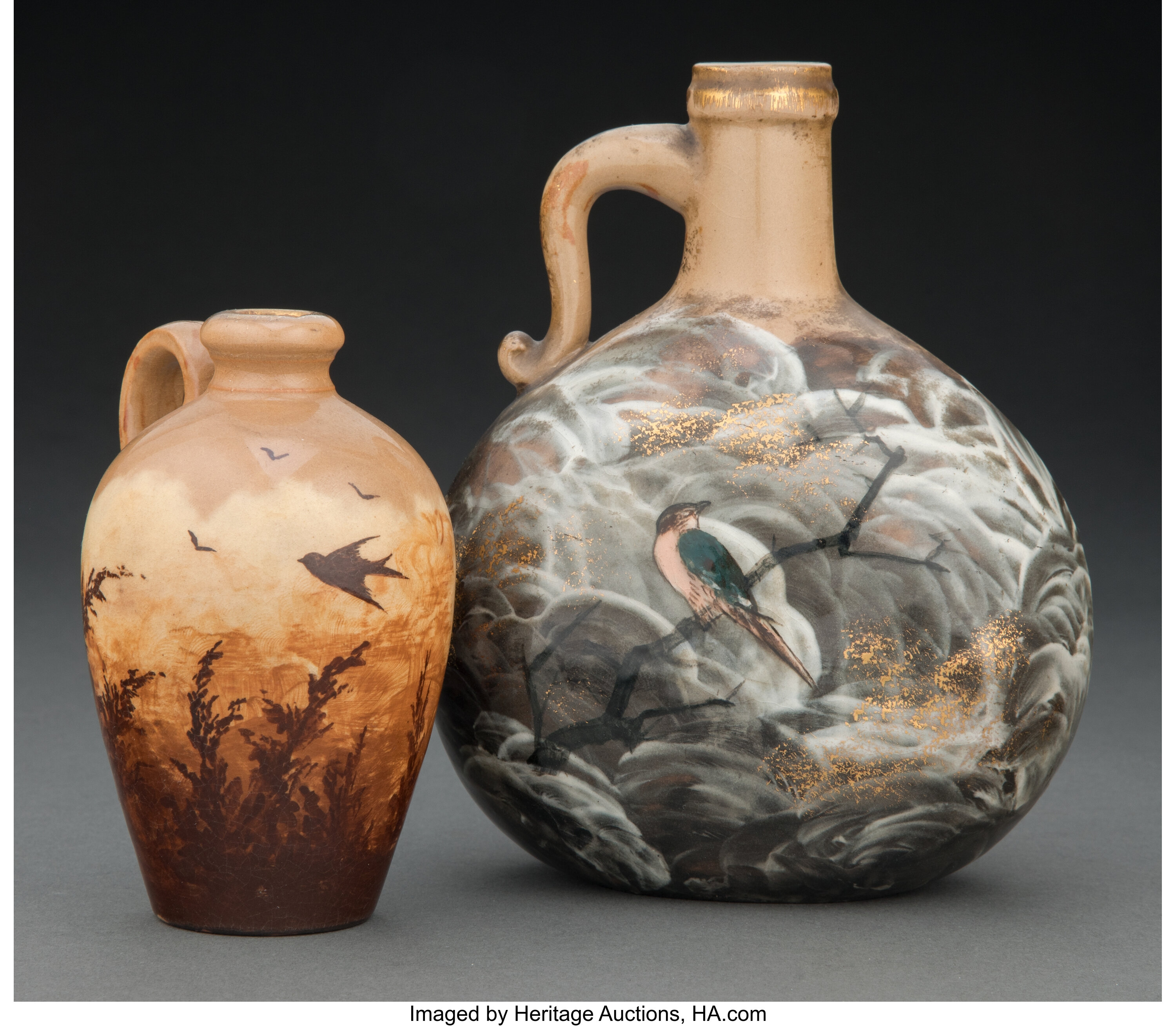 Two Rookwood Pottery Limoges Style Jugs, 1883. Marks: (Rookwood | Lot ...