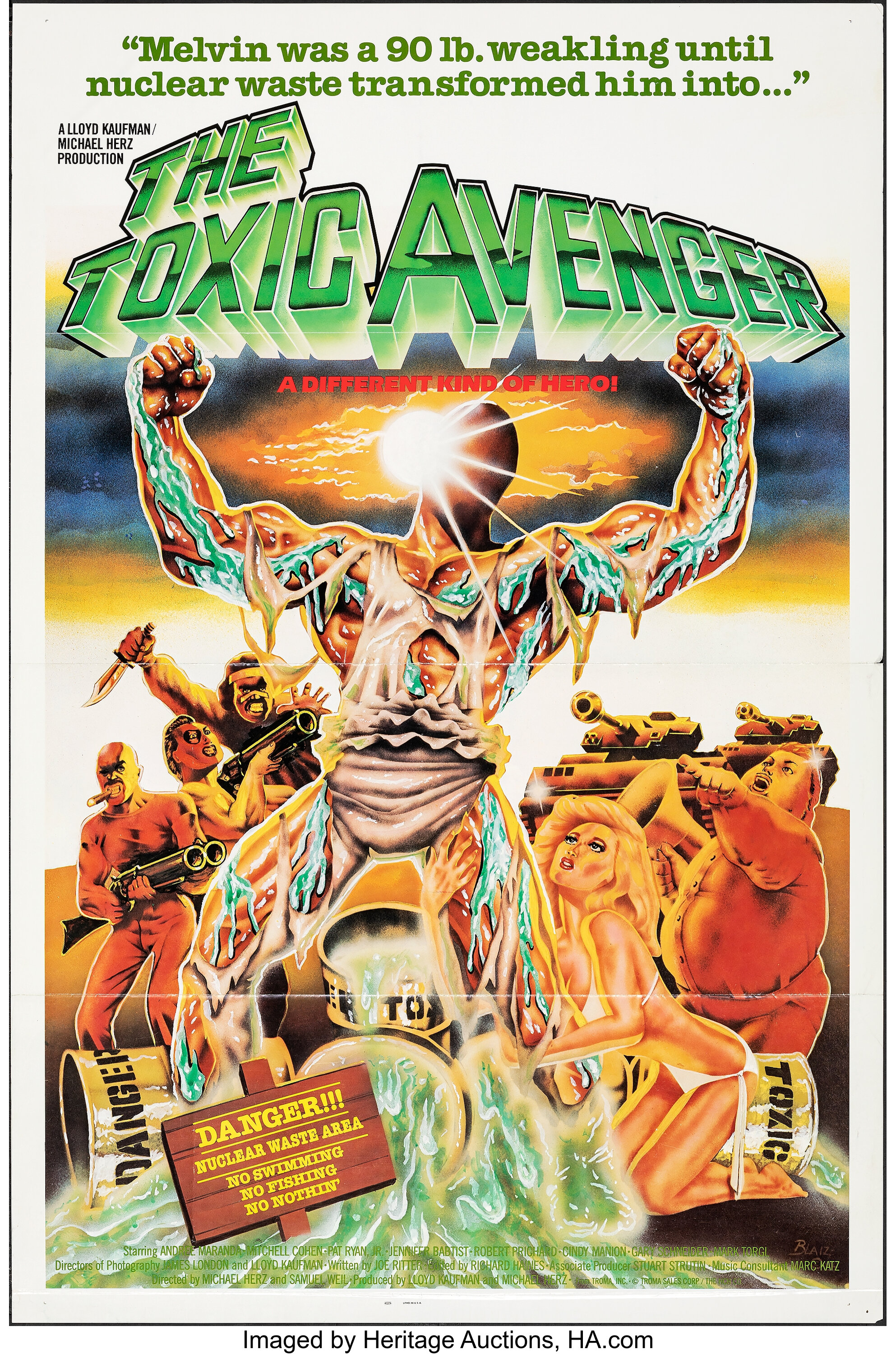 The Toxic Avenger (Troma, 1985). Flat Folded, Very Fine. One Sheet ...